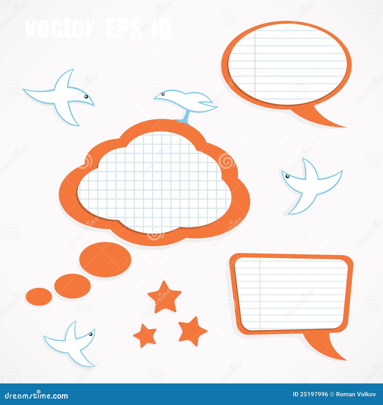 Speech bubbles and birds stock vector. Illustration of cloud - 25197996