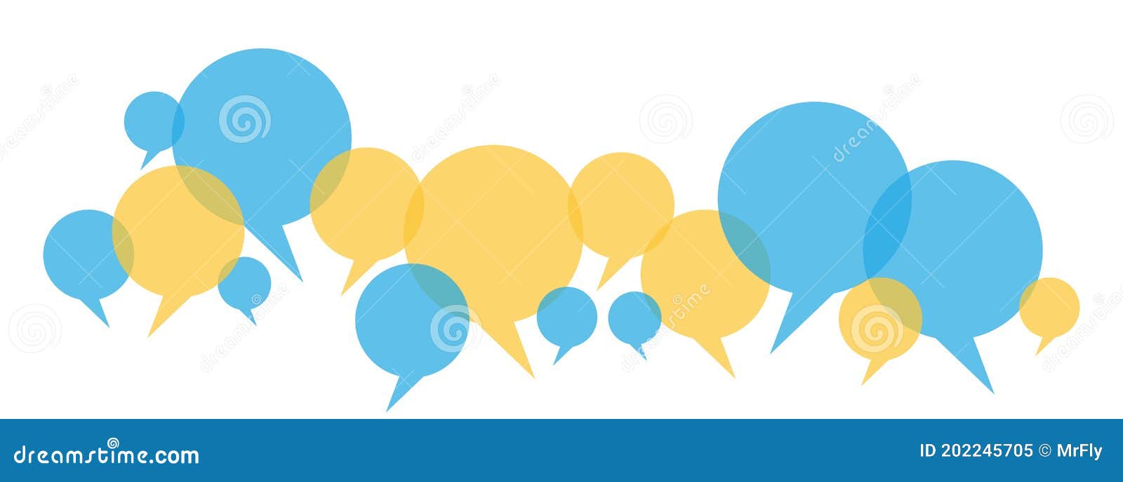 Speech Bubbles, Blue and Yellow Set, Vector Illustration Stock Vector ...