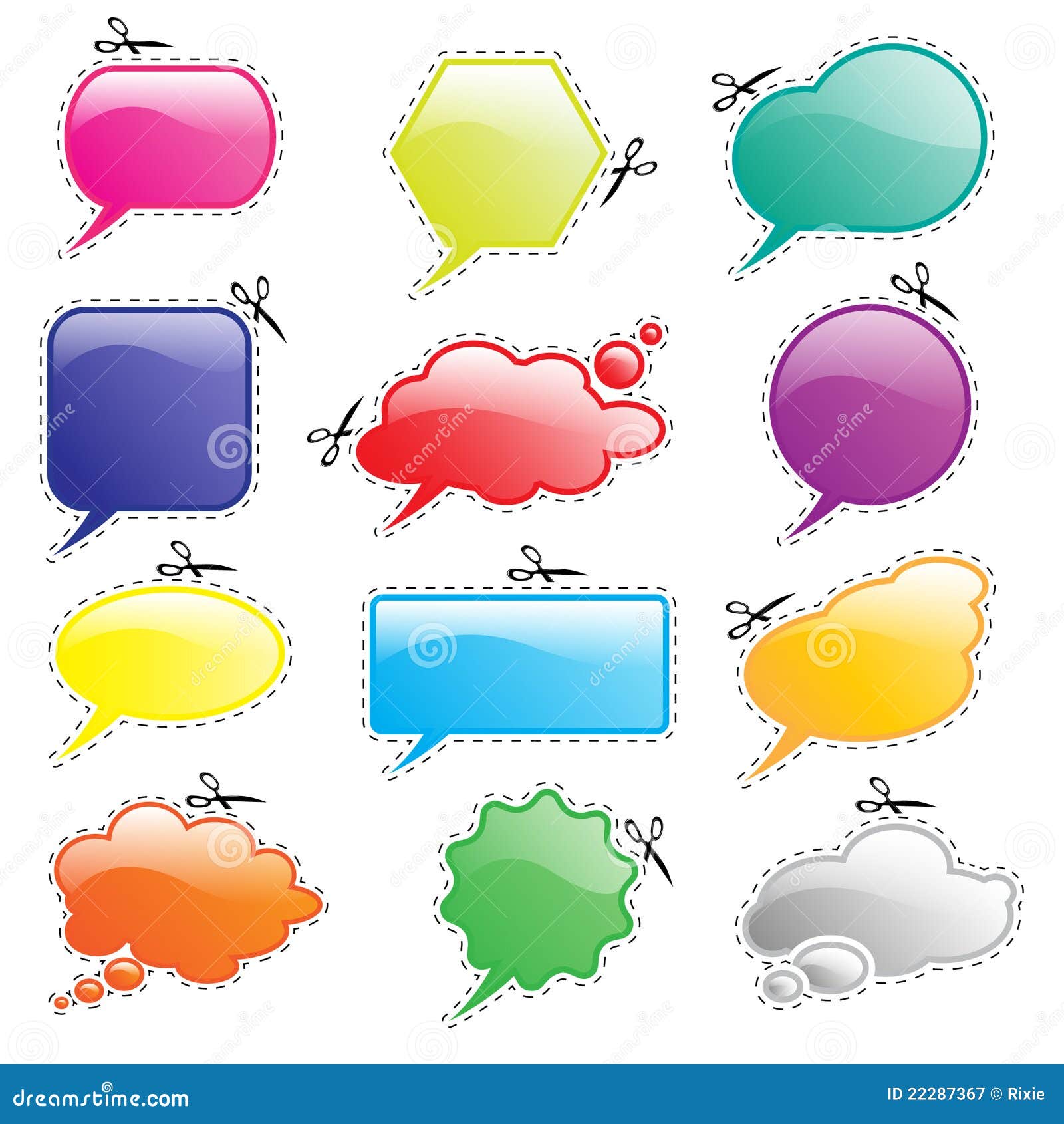 Speech Bubbles Bright with Scissors Stock Vector - Illustration of ...