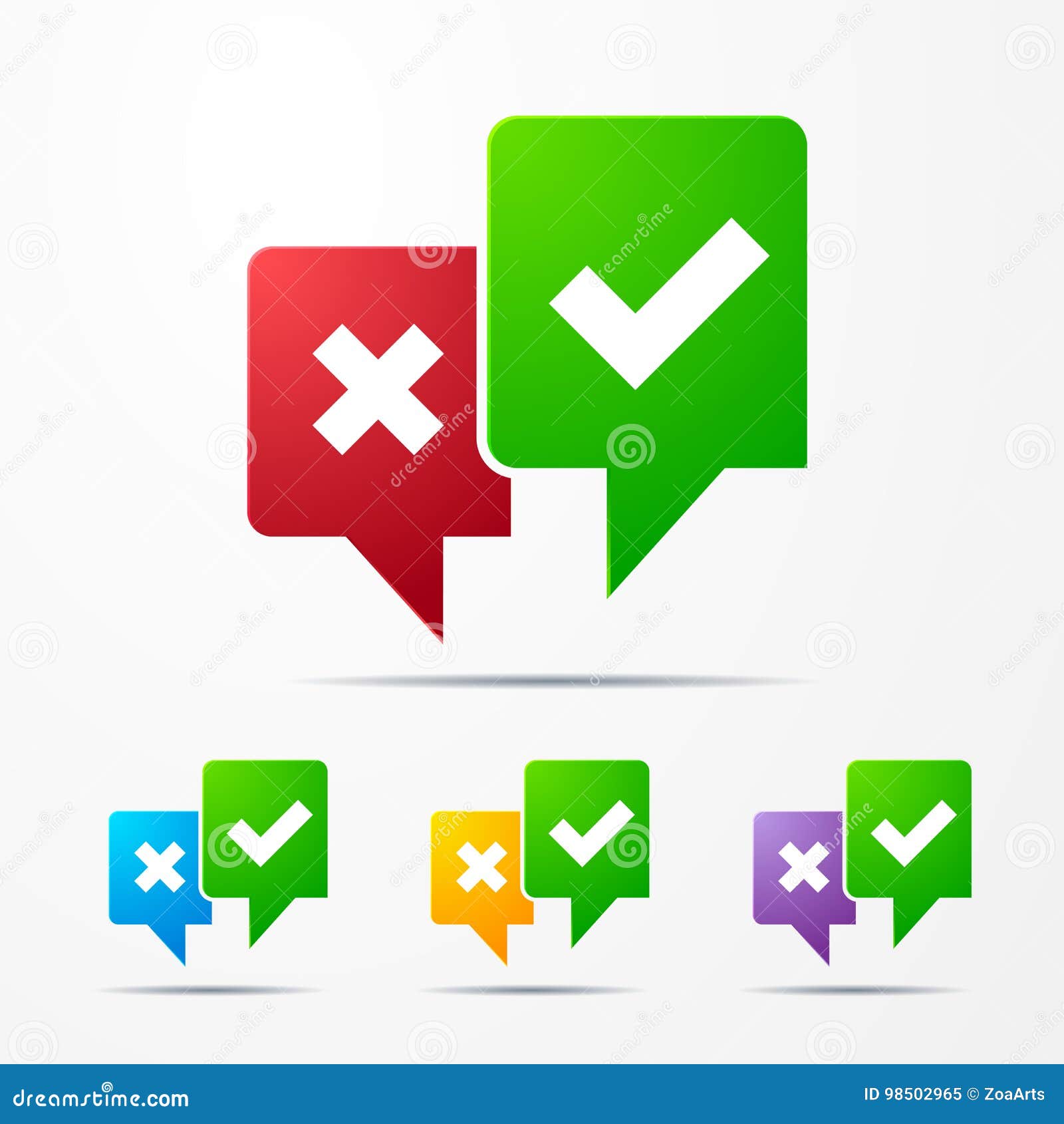 2 Speech Bubbles with Check Marks Red / Green Stock Vector ...