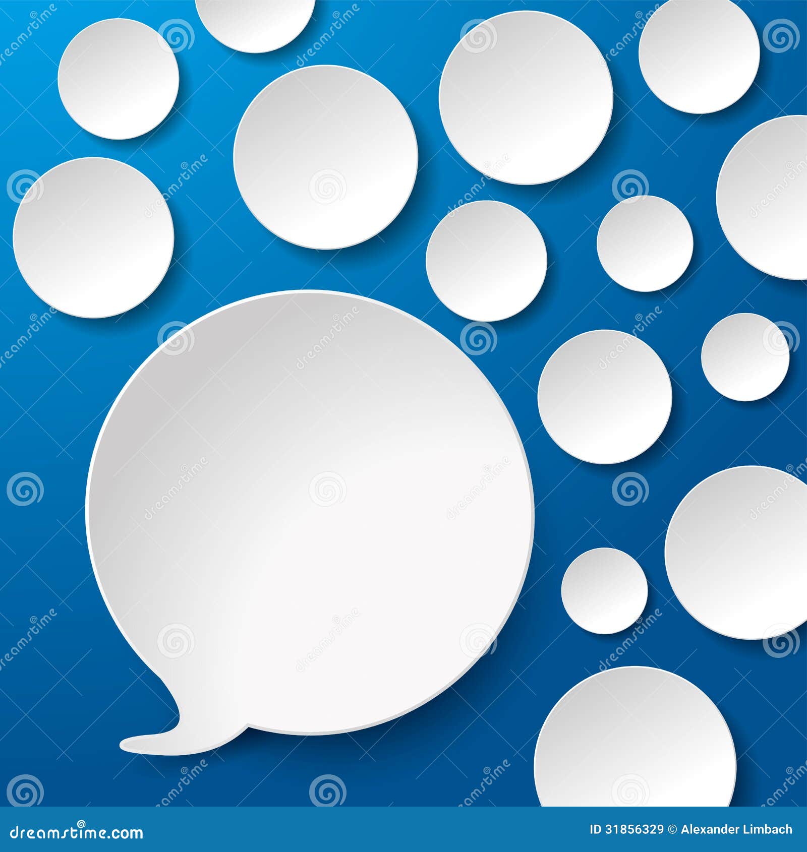 Speech Bubbles with Circles Blue Background Stock Vector - Illustration ...