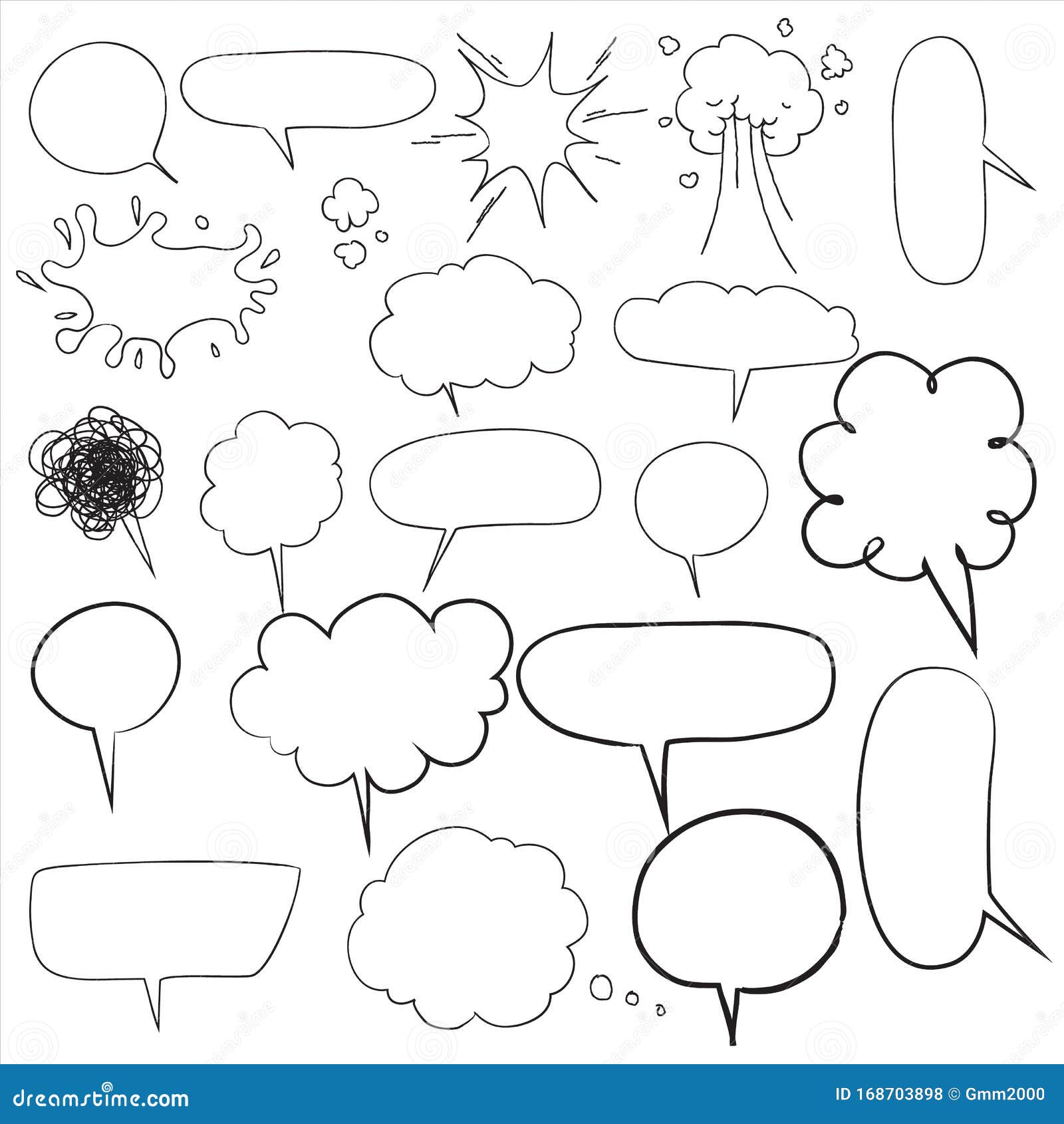 Speech Bubbles Collection of Hand Drawn Doodle Style Comic Balloon ...