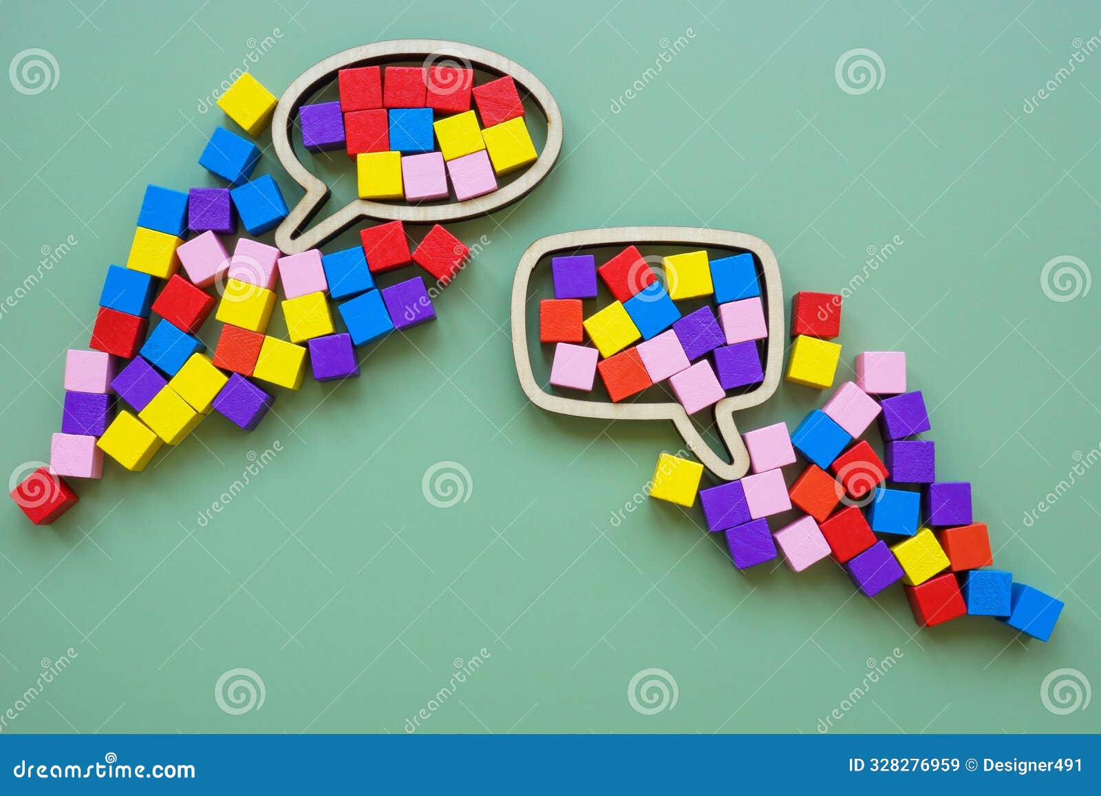 Speech Bubbles and Colorful Cubes. Inclusive Language Concept. Stock ...