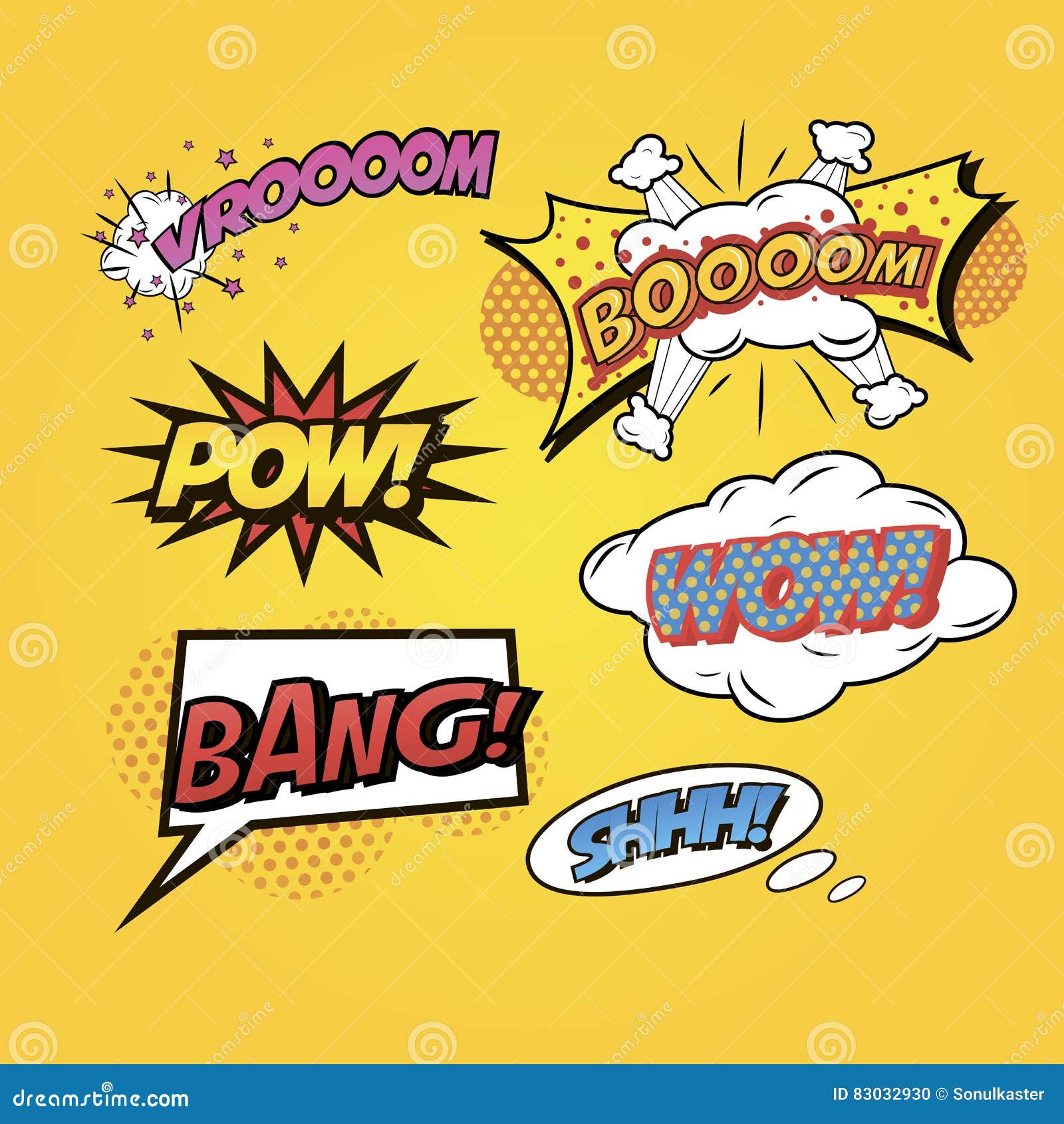Comics Exclamations, Speech Bubble Vector Illustration Set ...