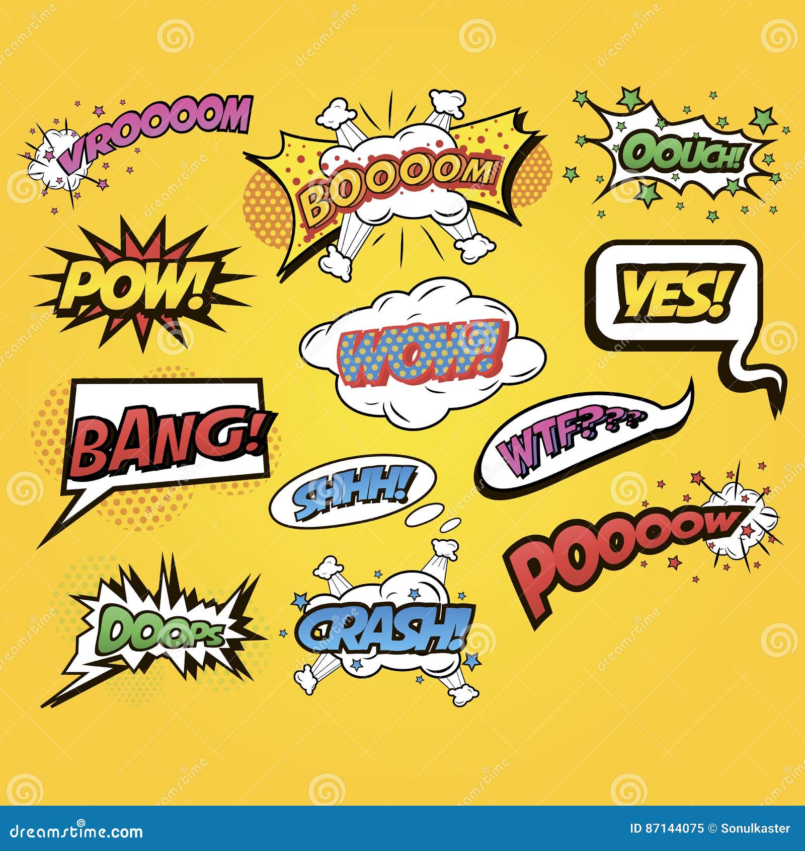 Comics Exclamations, Speech Bubble Vector Illustration Set ...