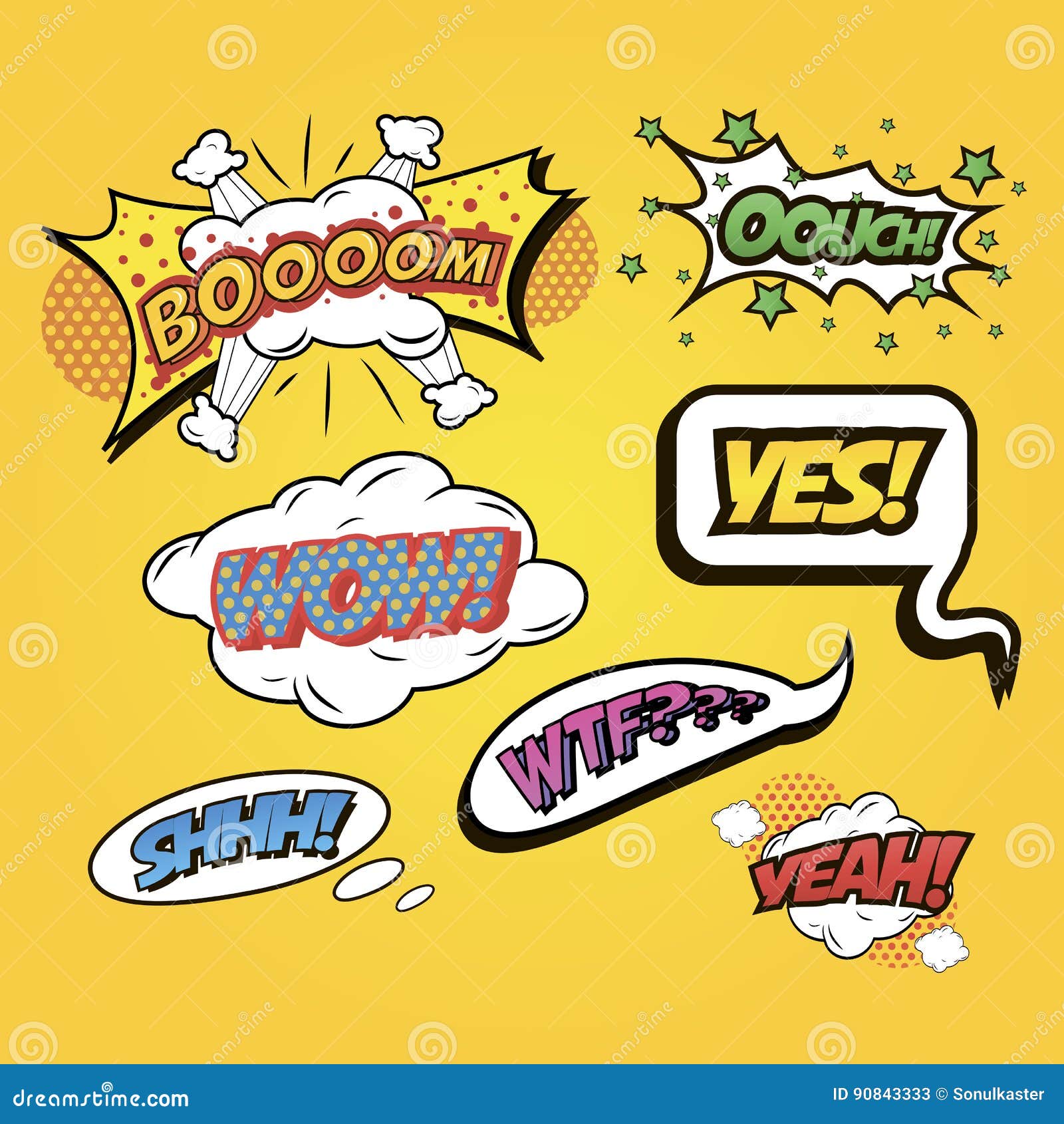 Comics Exclamations, Speech Bubble Vector Illustration Set ...