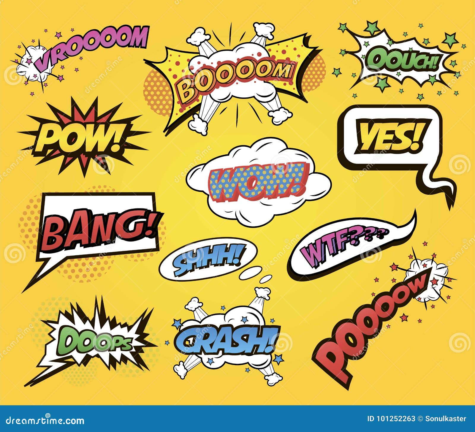 Comics Exclamations, Speech Bubble Vector Illustration Set ...