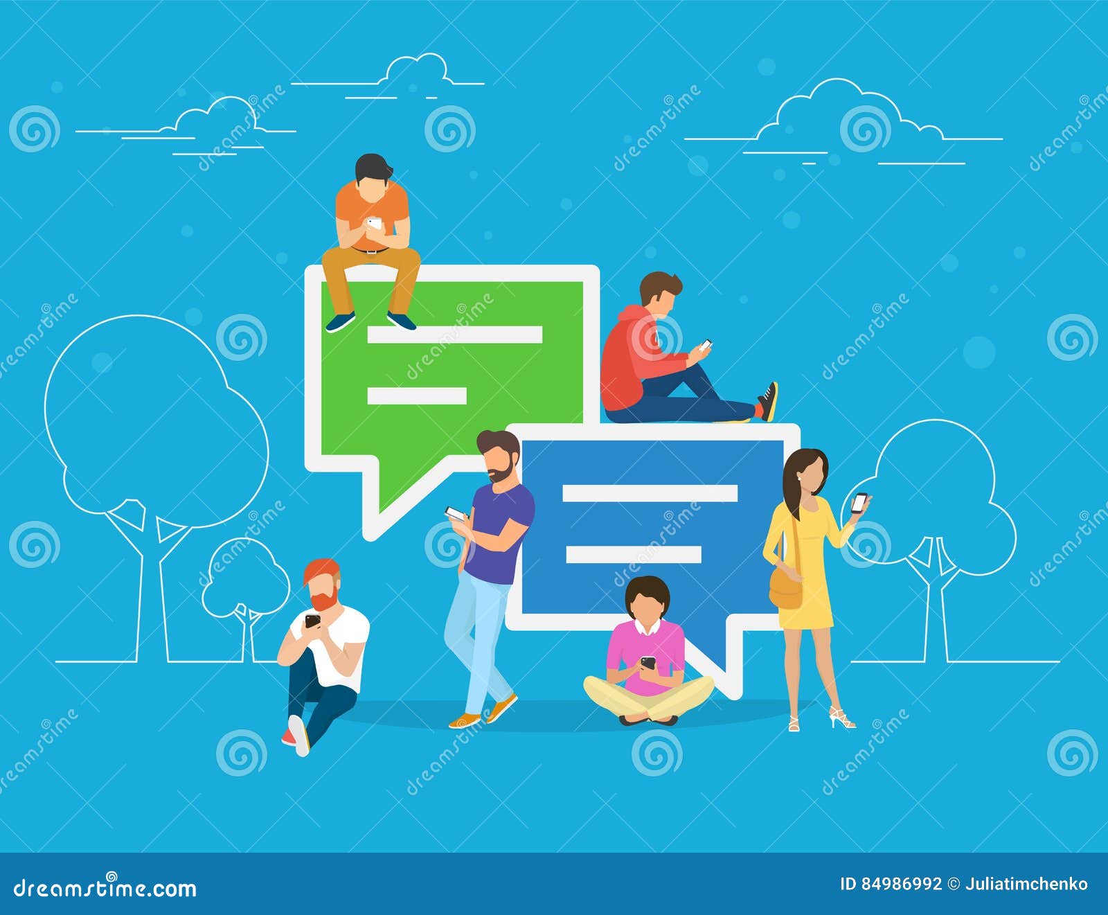 Speech Bubbles for Comment Anf Reply Concept Illustration Stock Vector ...