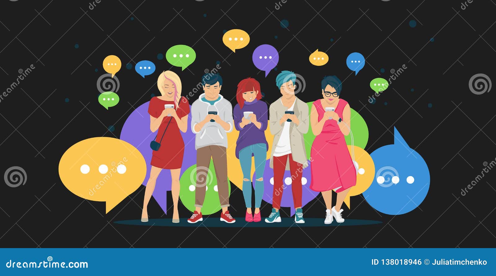 Speech Bubbles for Comment and Reply Concept Flat Vector Illustration ...