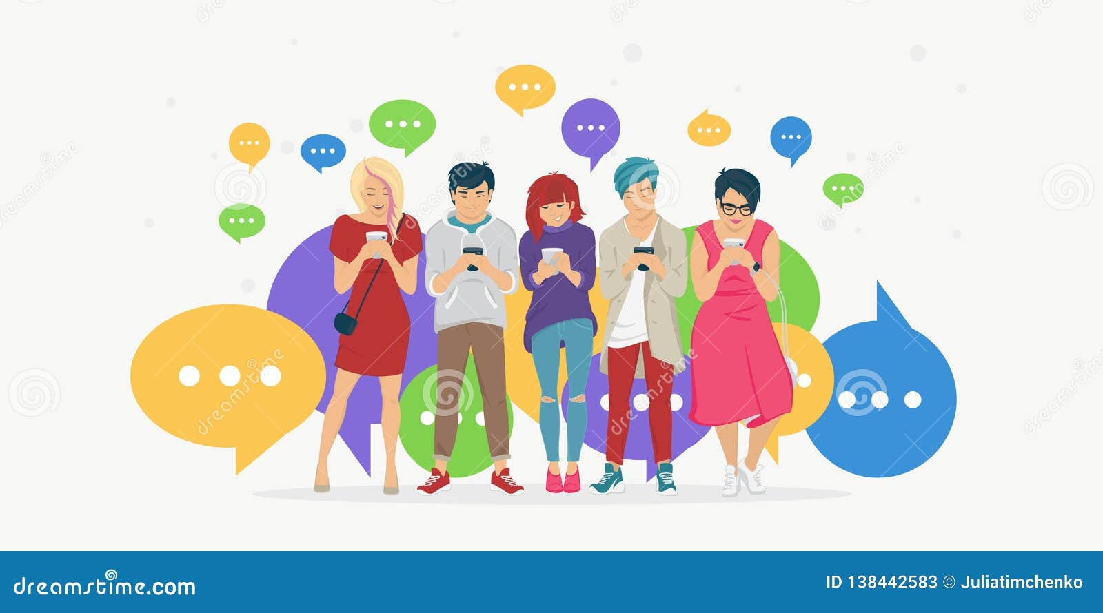 Speech Bubbles for Comment and Reply Concept Flat Vector Illustration ...