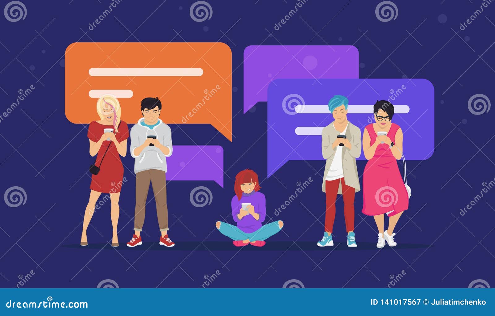 Speech Bubbles for Comment and Reply Concept Flat Vector Illustration ...