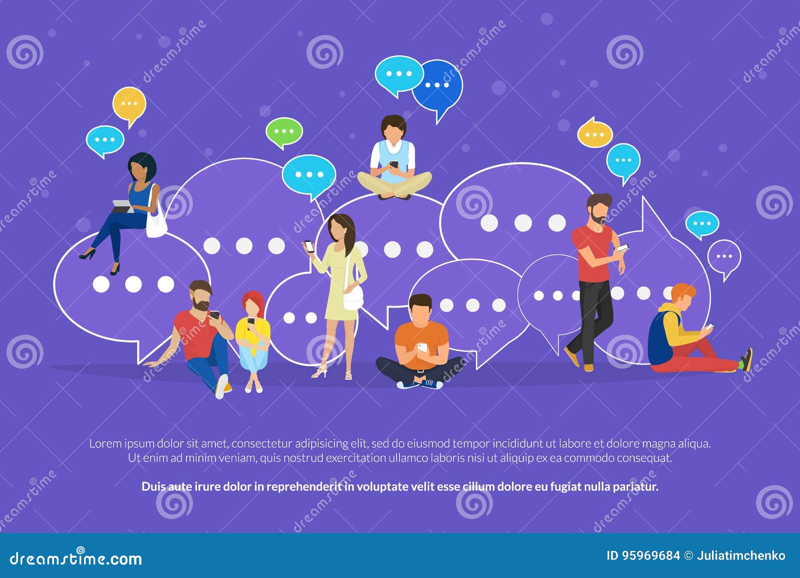 Speech Bubbles for Comment and Reply Concept Flat Vector Illustration ...