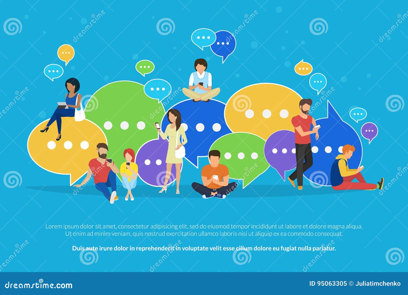 Speech Bubbles for Comment and Reply Concept Flat Vector Illustration ...