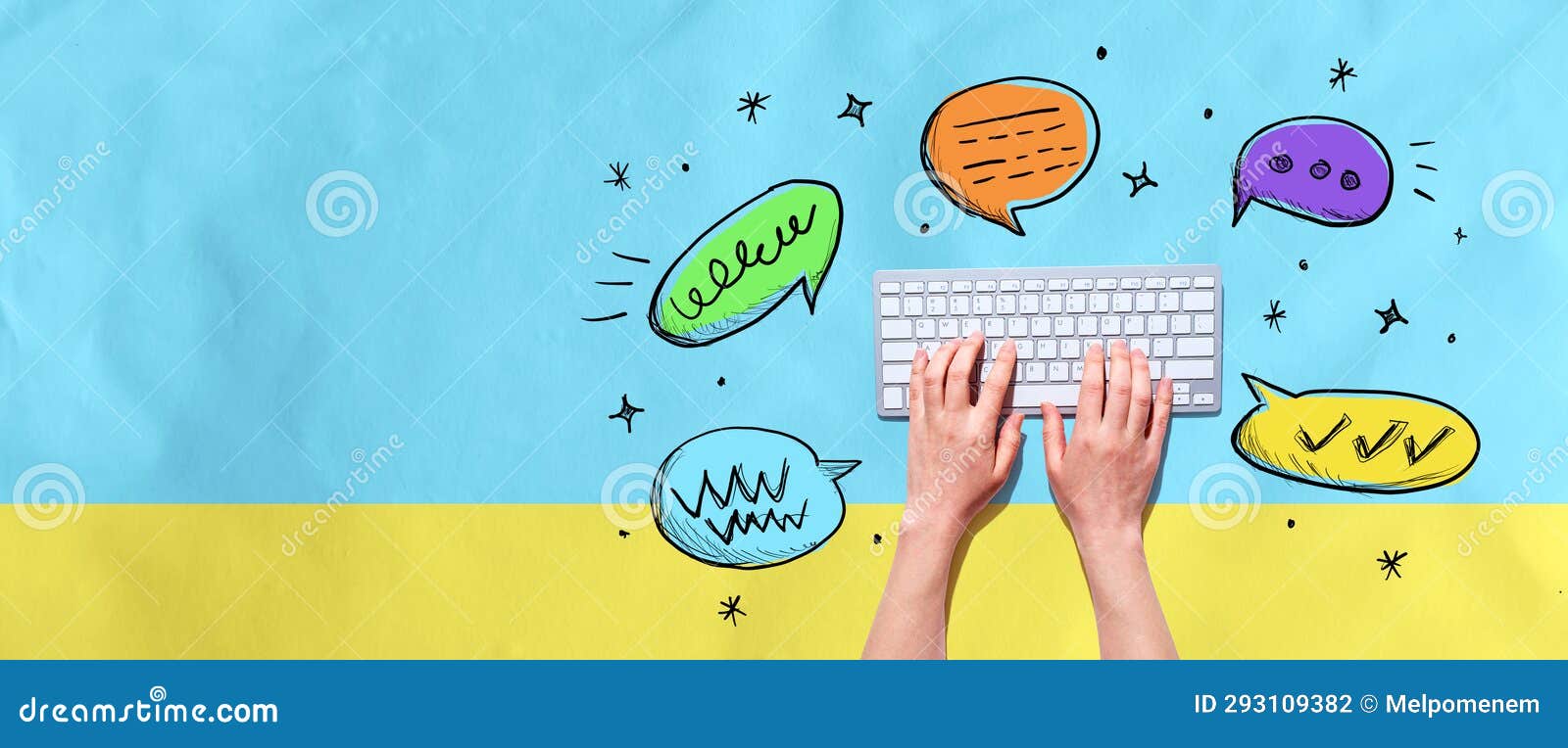 Speech Bubbles and a Computer Keyboard Stock Photo - Image of computer ...