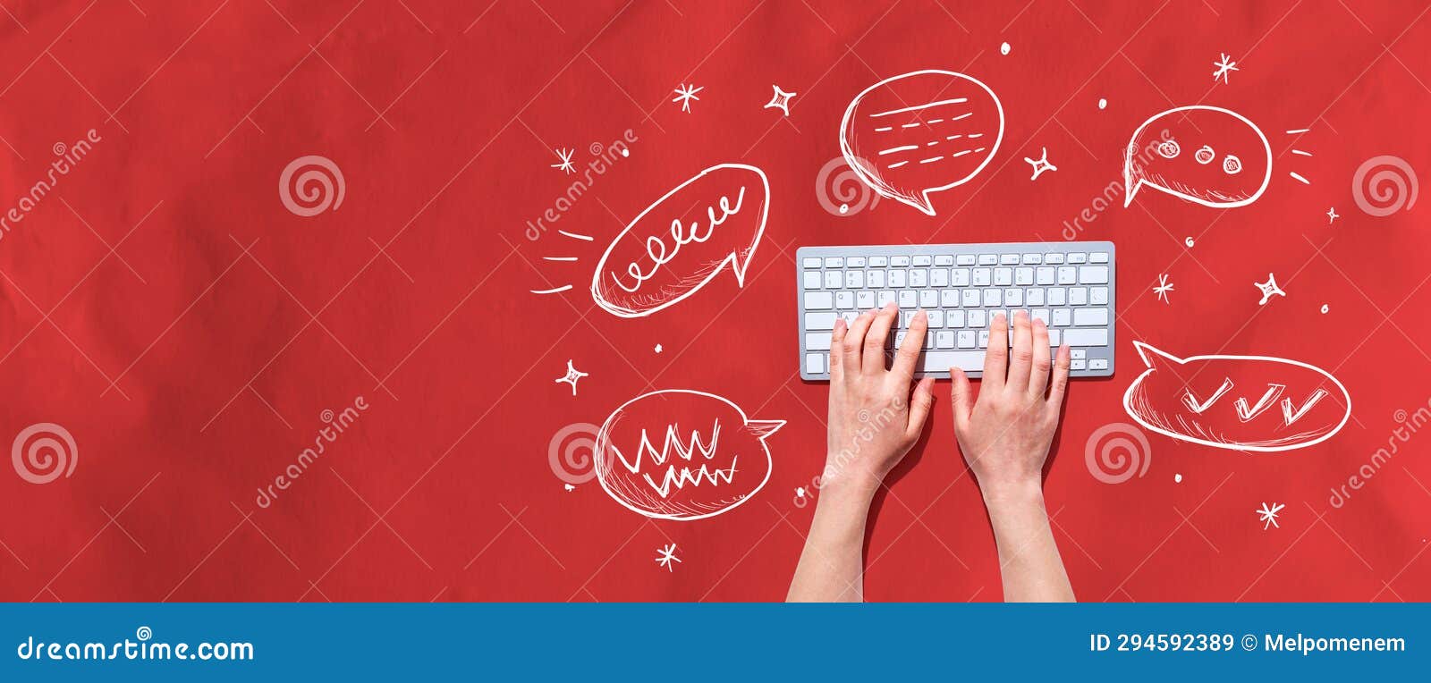 Speech Bubbles and a Computer Keyboard Stock Image - Image of shapes ...