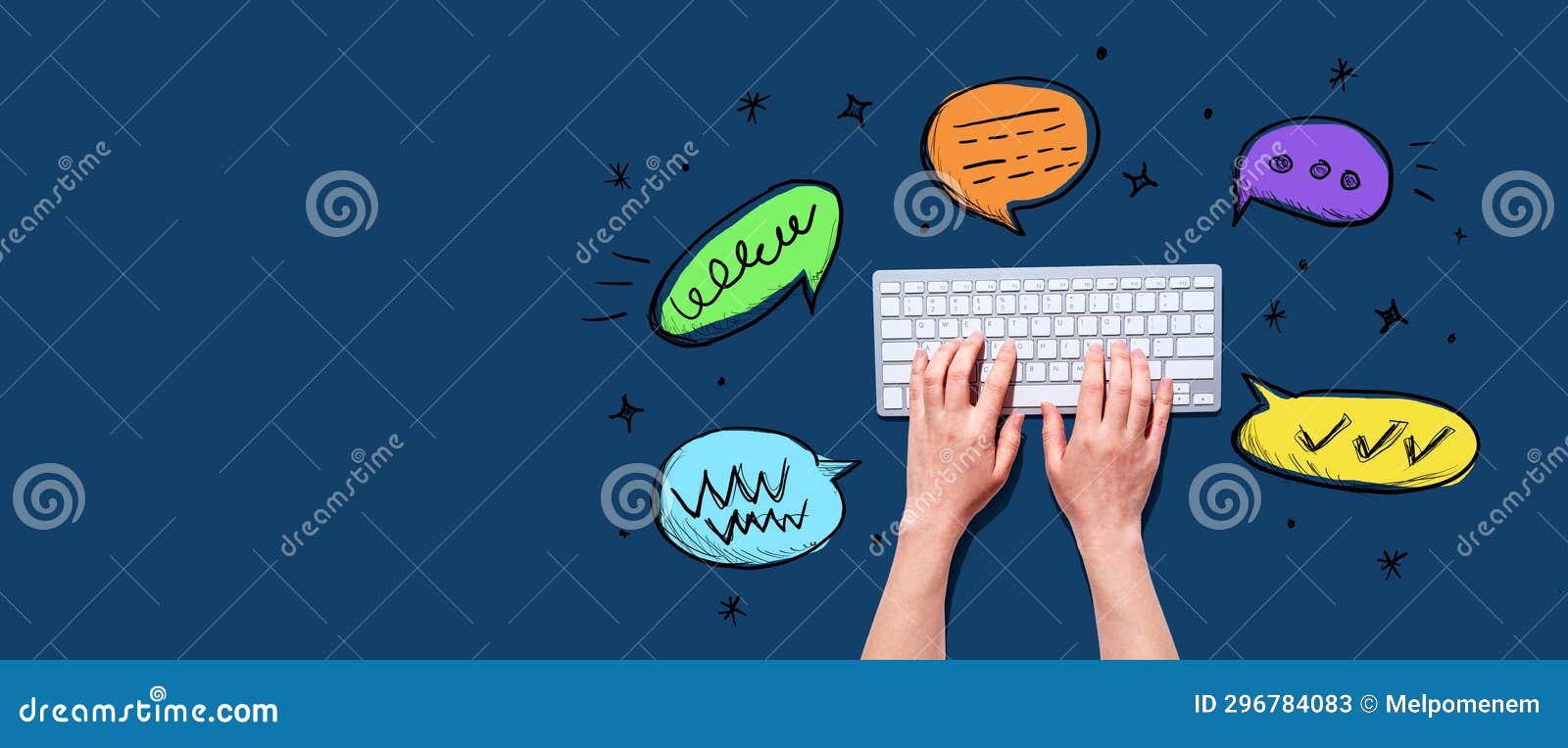 Speech Bubbles and a Computer Keyboard Stock Image - Image of elearning ...