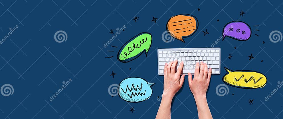 Speech Bubbles and a Computer Keyboard Stock Image - Image of elearning ...
