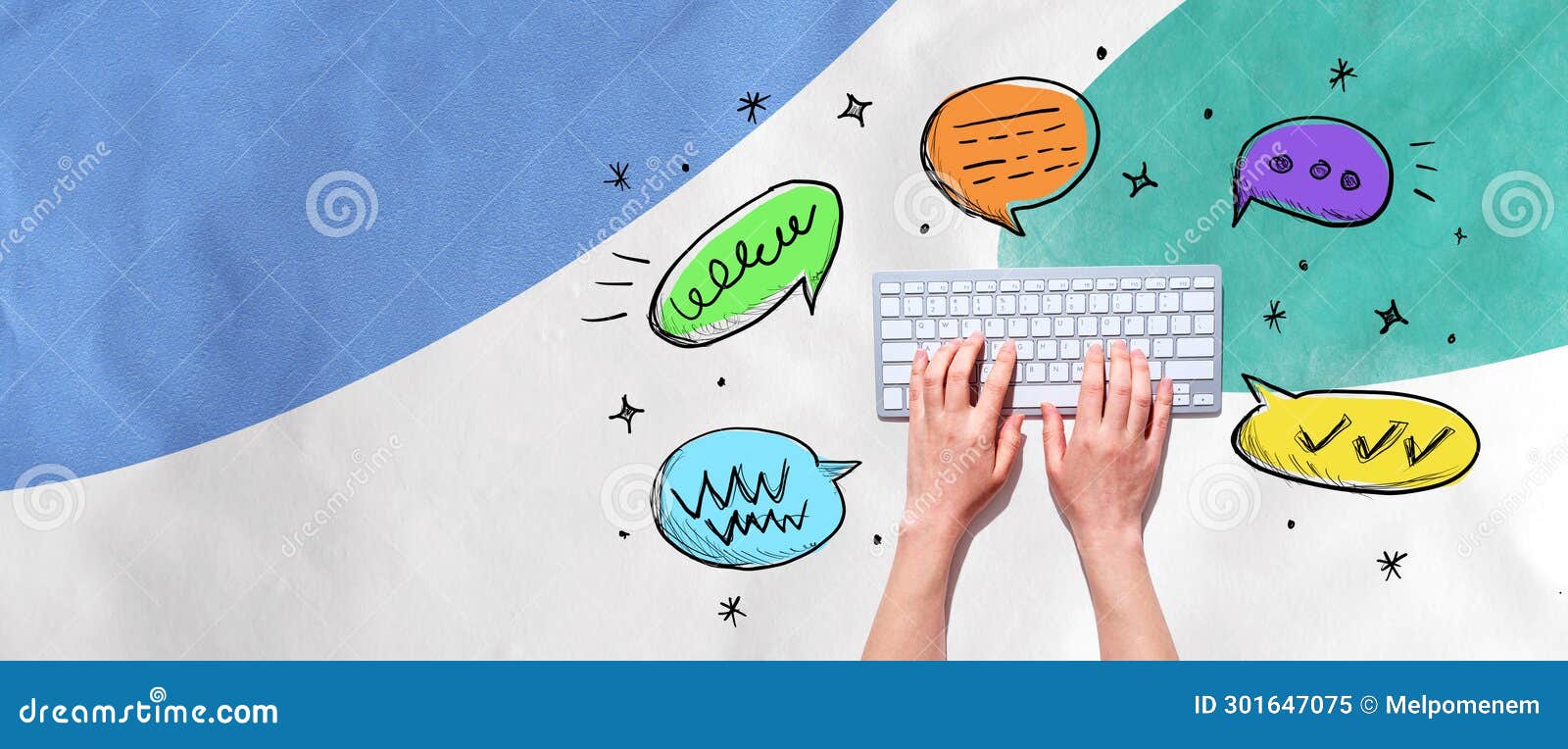 Speech Bubbles and a Computer Keyboard Stock Image - Image of ...