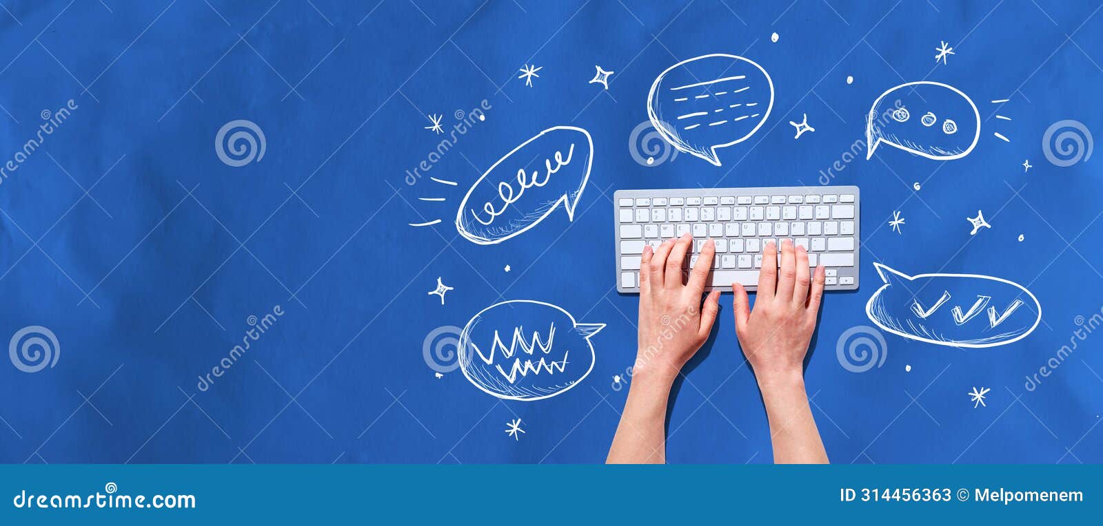 Speech Bubbles and a Computer Keyboard Stock Illustration ...