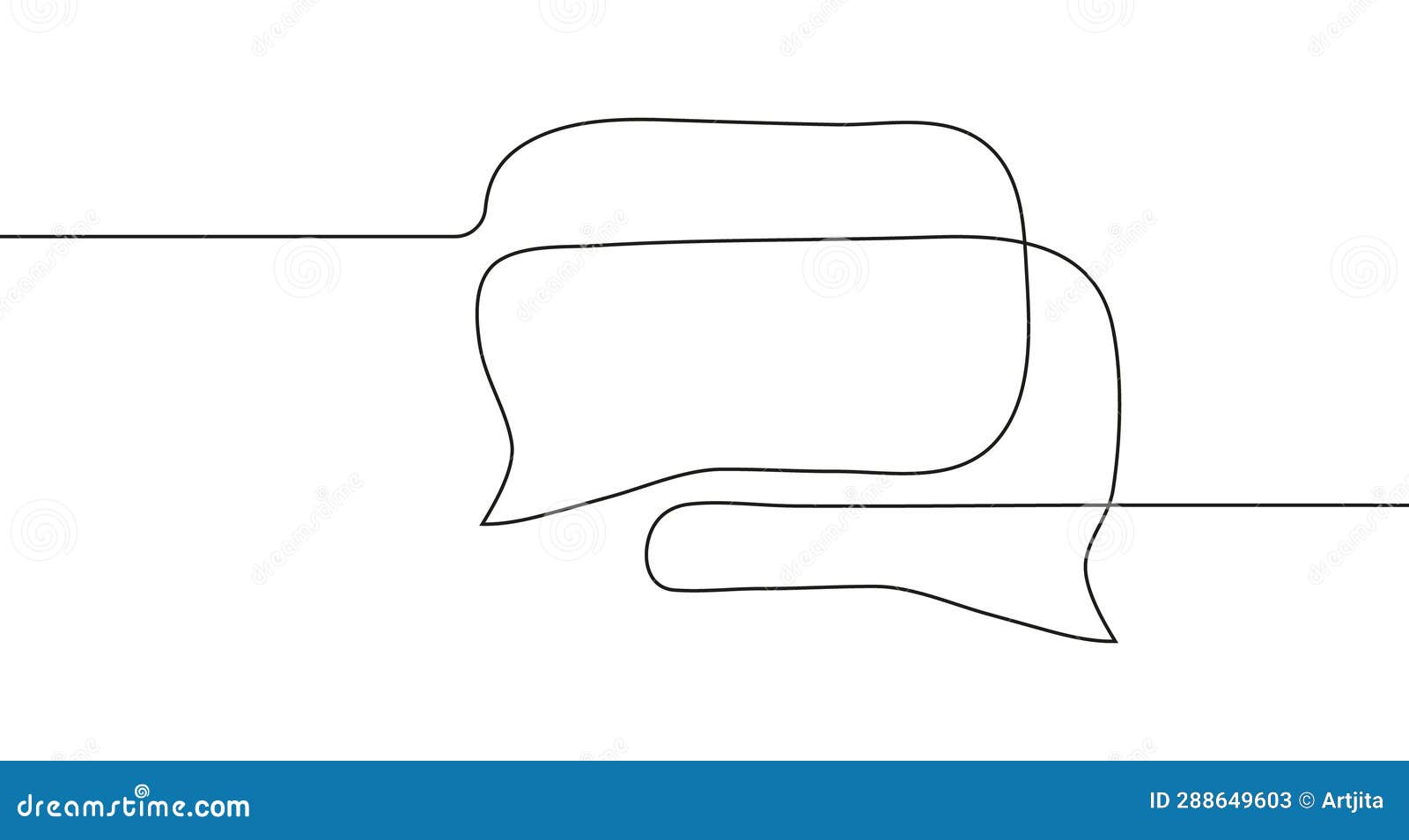 Speech Bubbles Continuous Line Style. Massages and Talk Signs for App ...