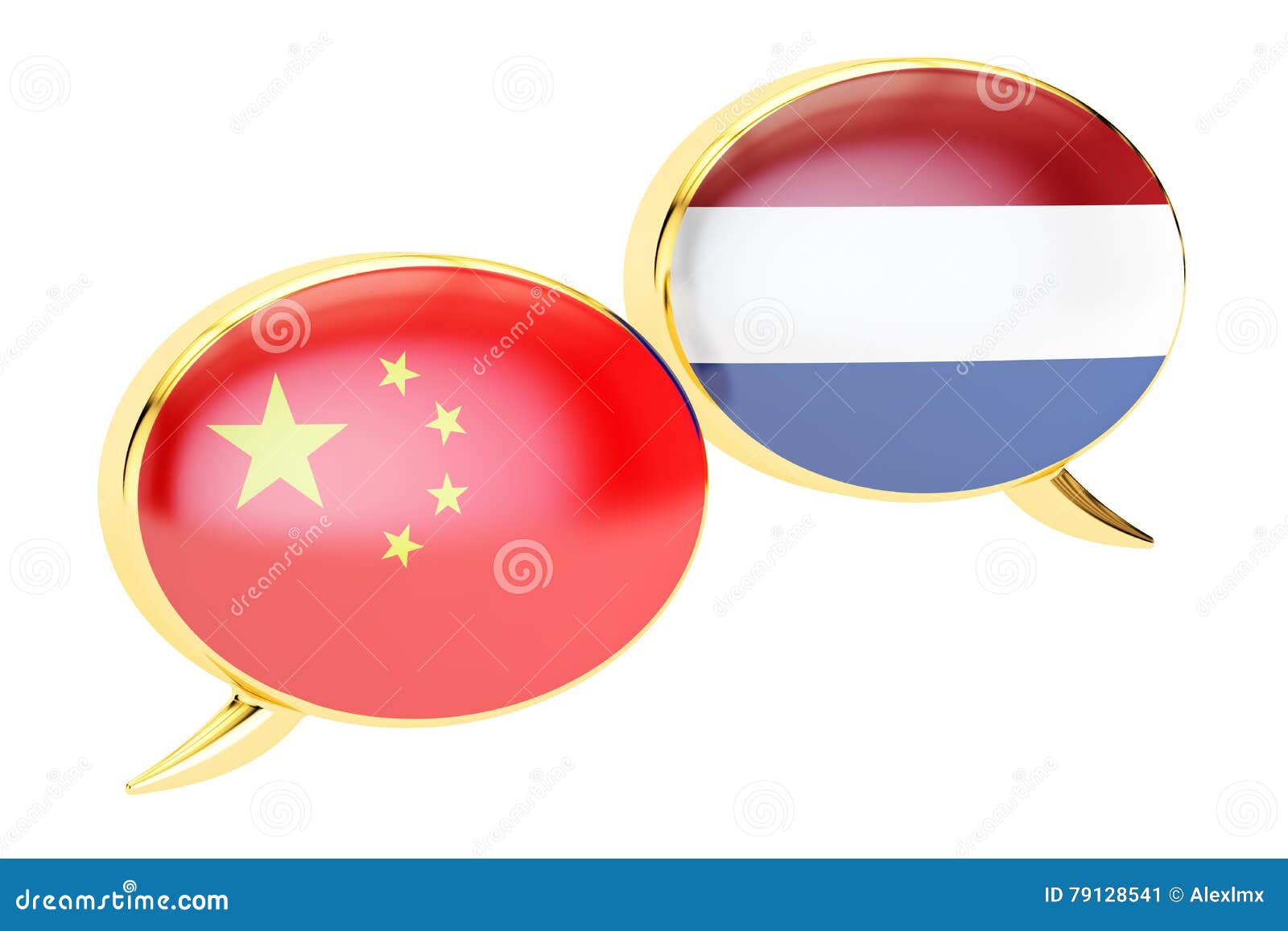 Speech Bubbles, Dutch-Chinese Translation Concept. 3D Rendering Stock ...