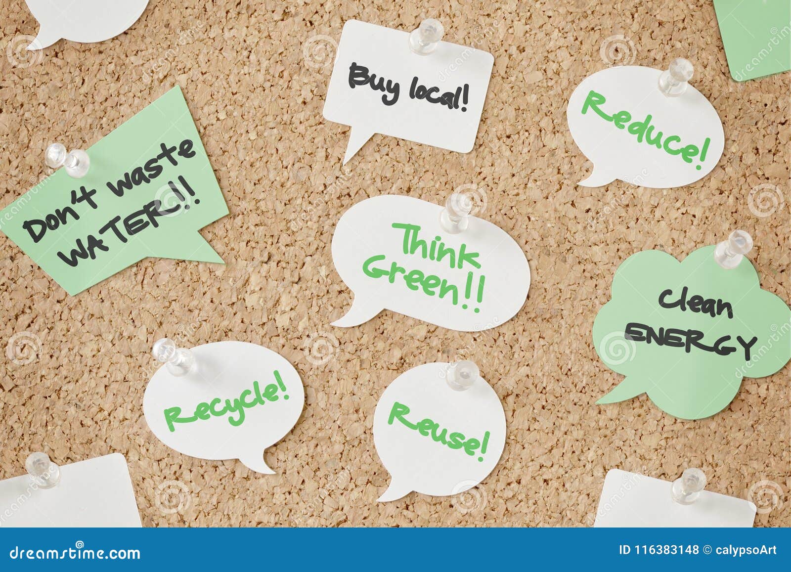 Speech Bubbles with Eco Concept on Pinboard Stock Photo - Image of ...
