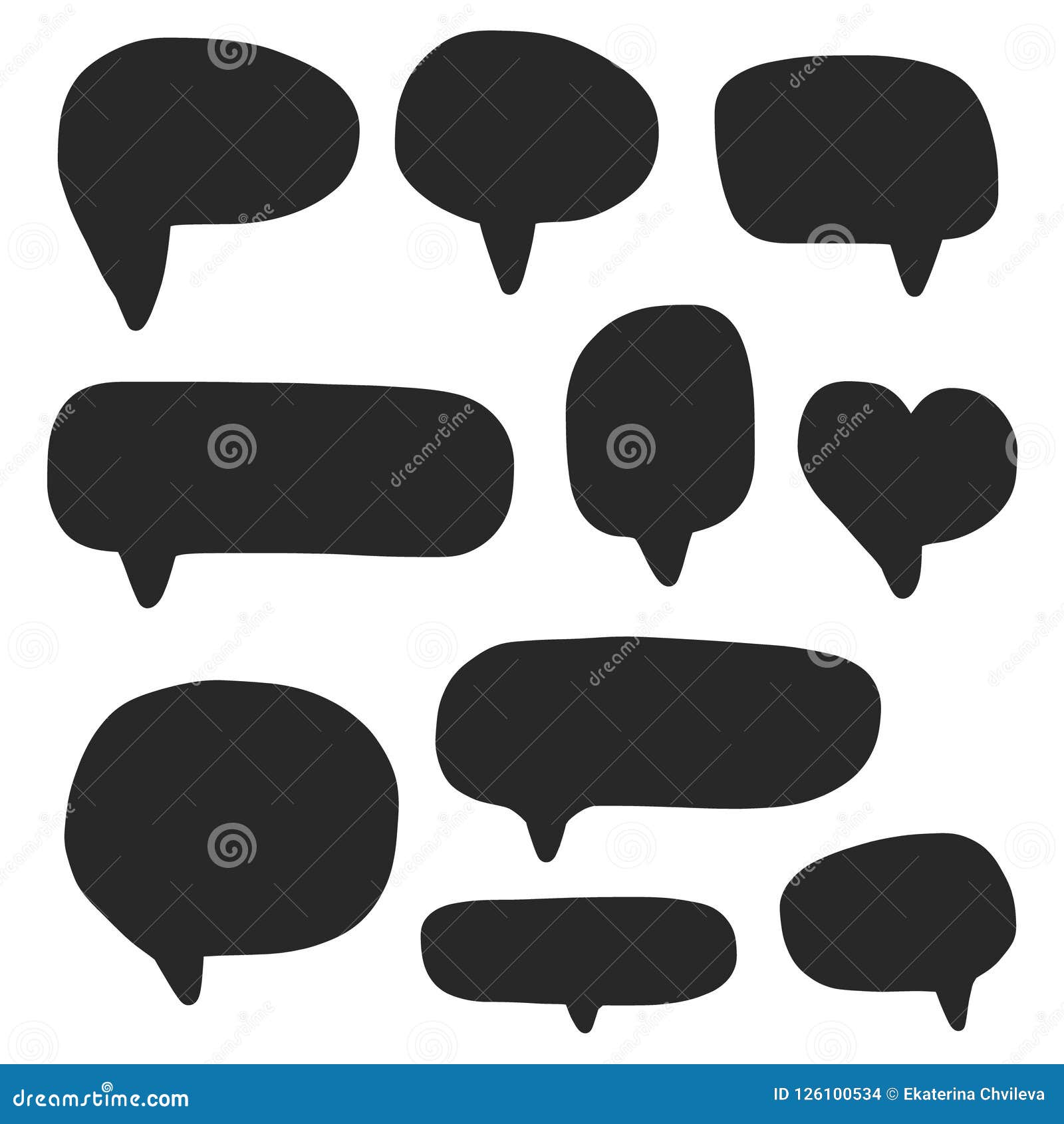 Speech Bubbles Empty for Words or Phrases Black on White Font Stock ...