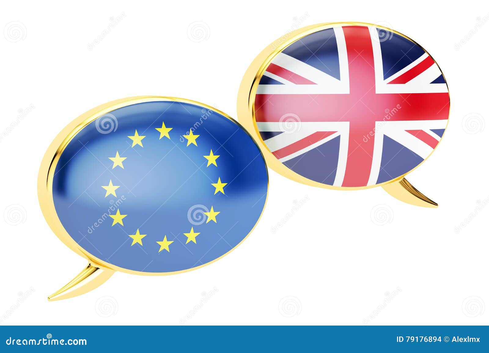 Speech Bubbles, EU-UK Conversation Concept. 3D Rendering Stock ...