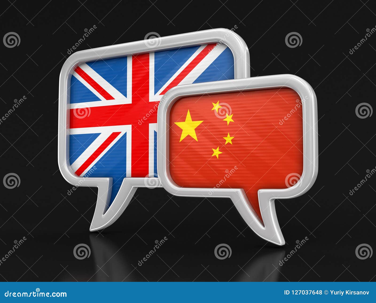 Speech bubbles with flags stock illustration. Illustration of balloon ...