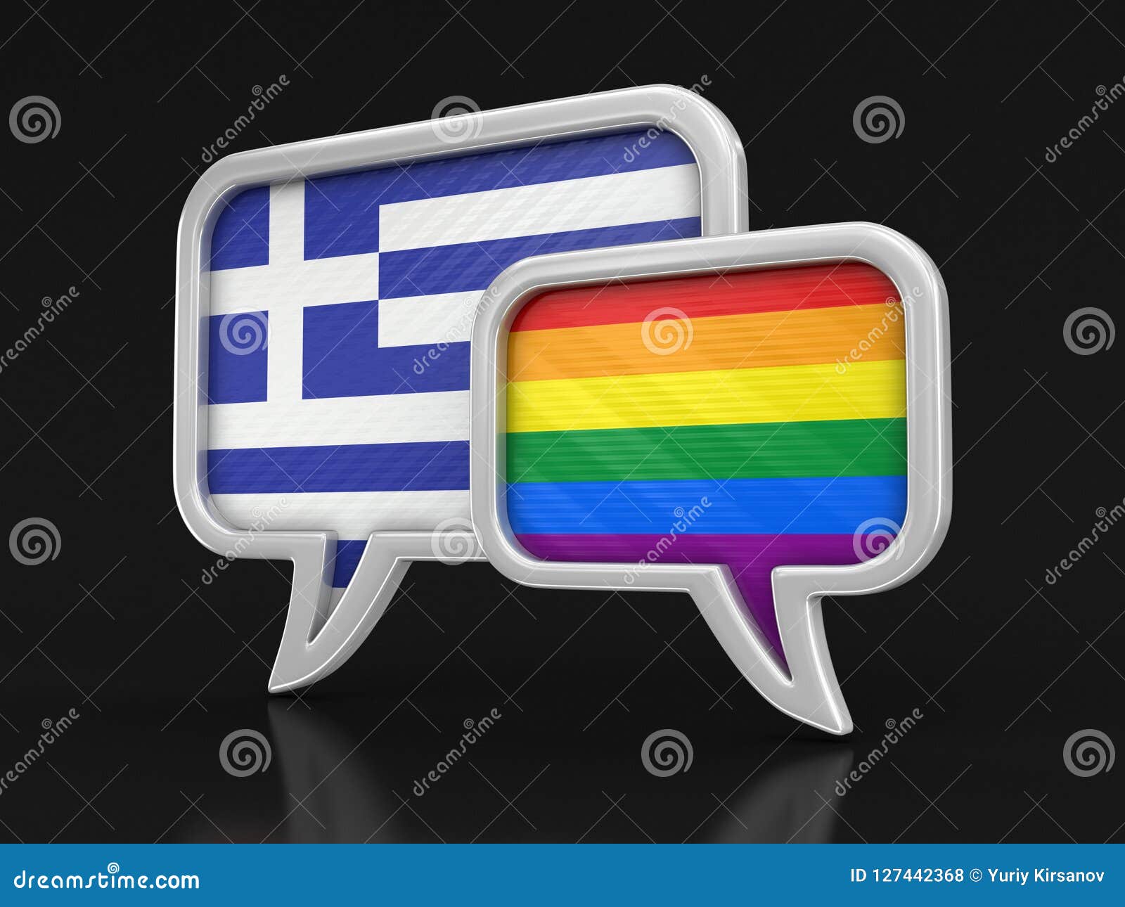 Speech bubbles with flags stock illustration. Illustration of ...