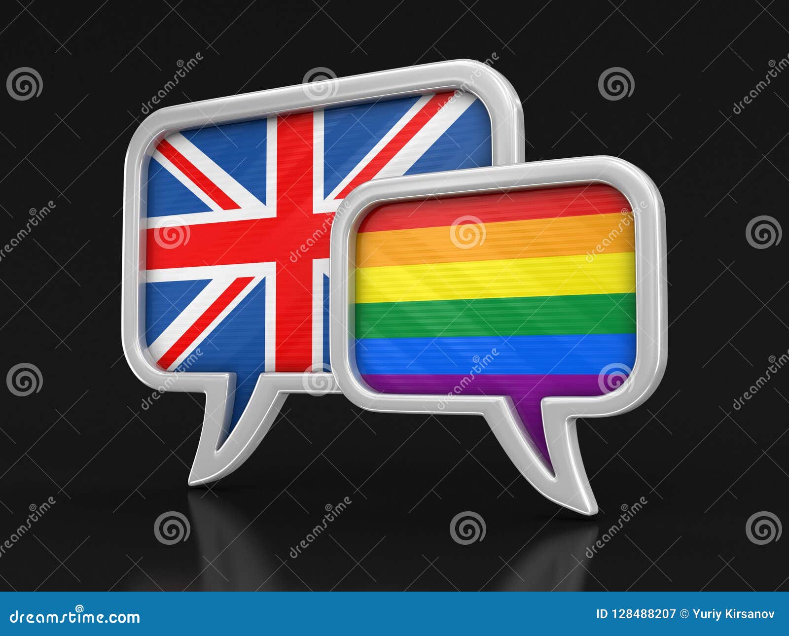 Speech bubbles with flags stock illustration. Illustration of black ...