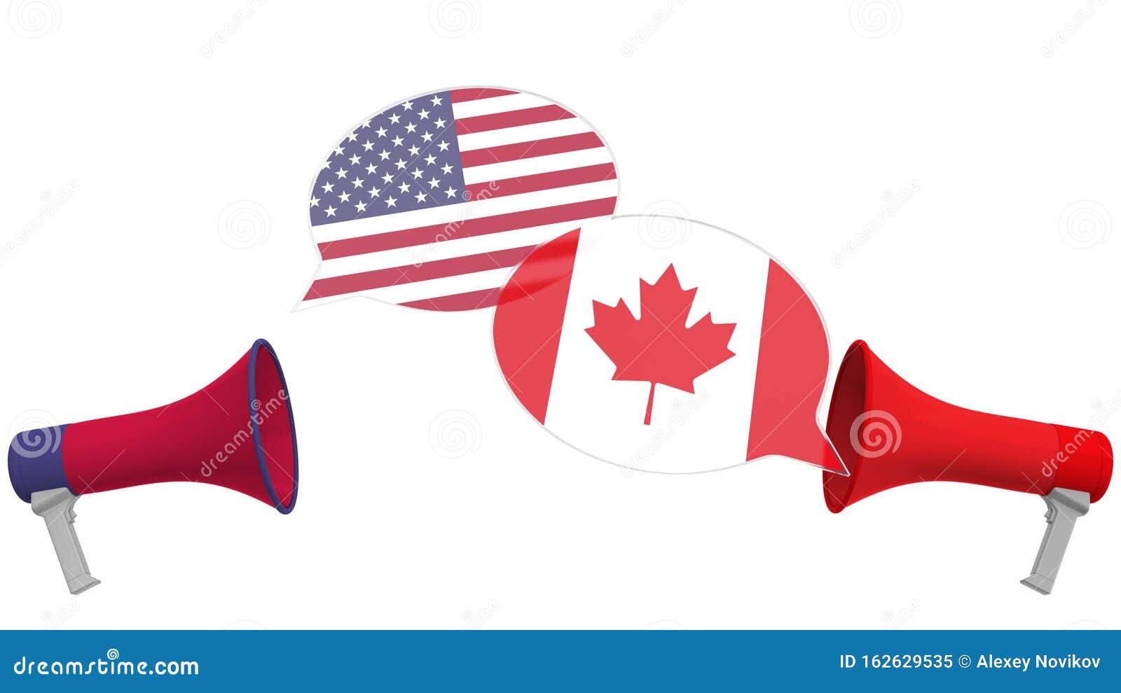 Speech Bubbles with Flags of Canada and the USA. Intercultural Dialogue ...
