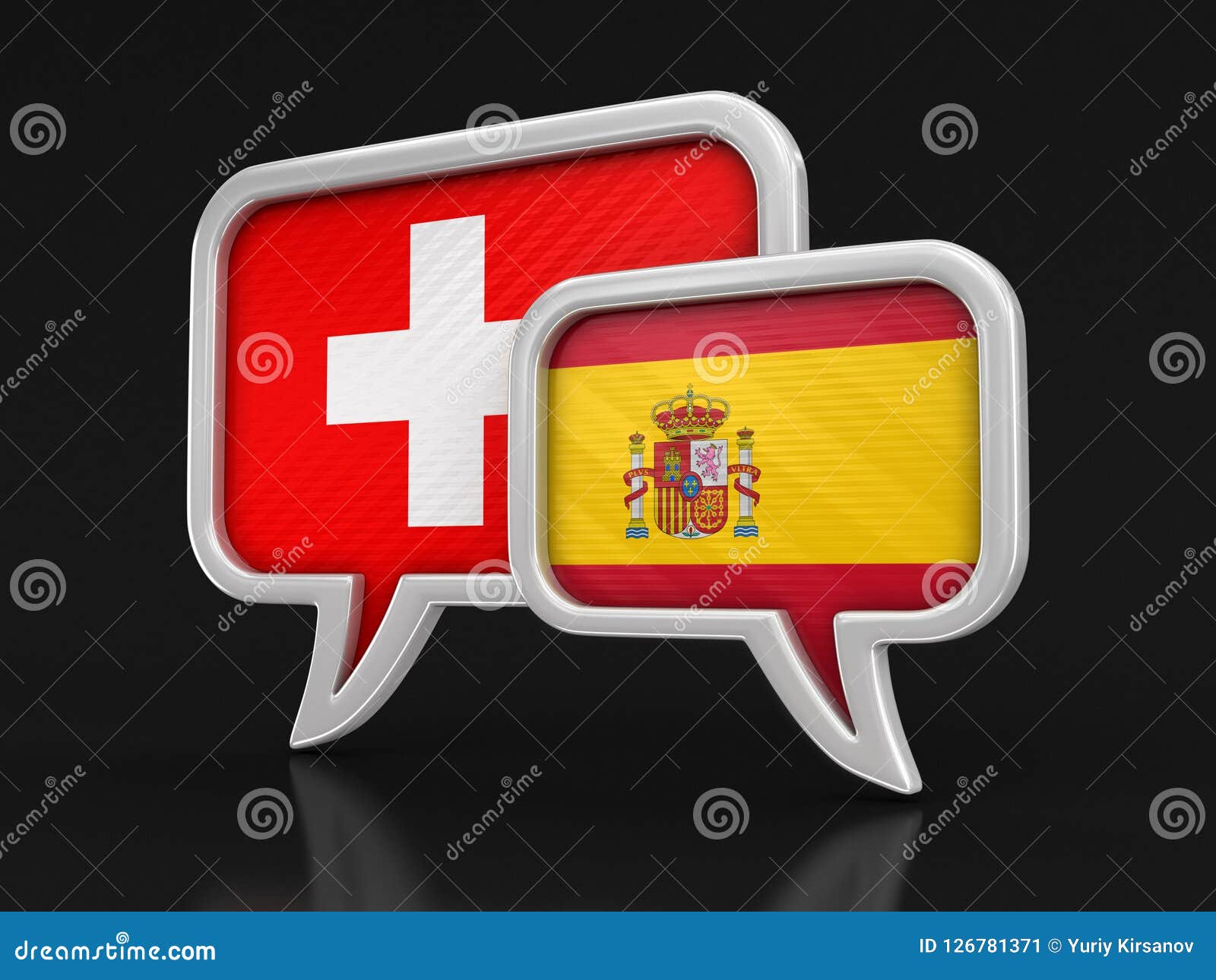 Speech bubbles with flags stock illustration. Illustration of message ...