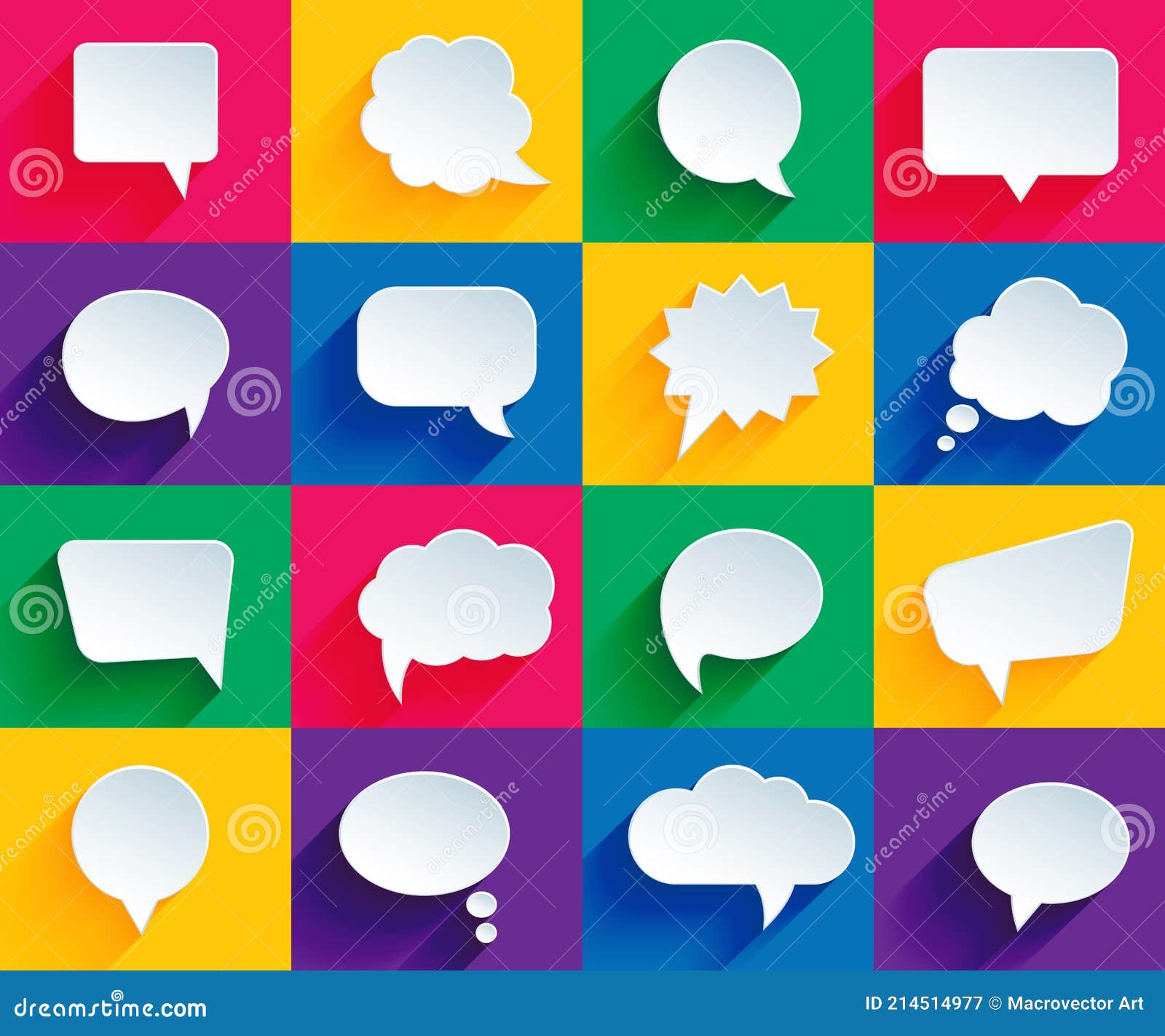 Speech Bubbles in Flat Style Stock Vector - Illustration of cloud ...