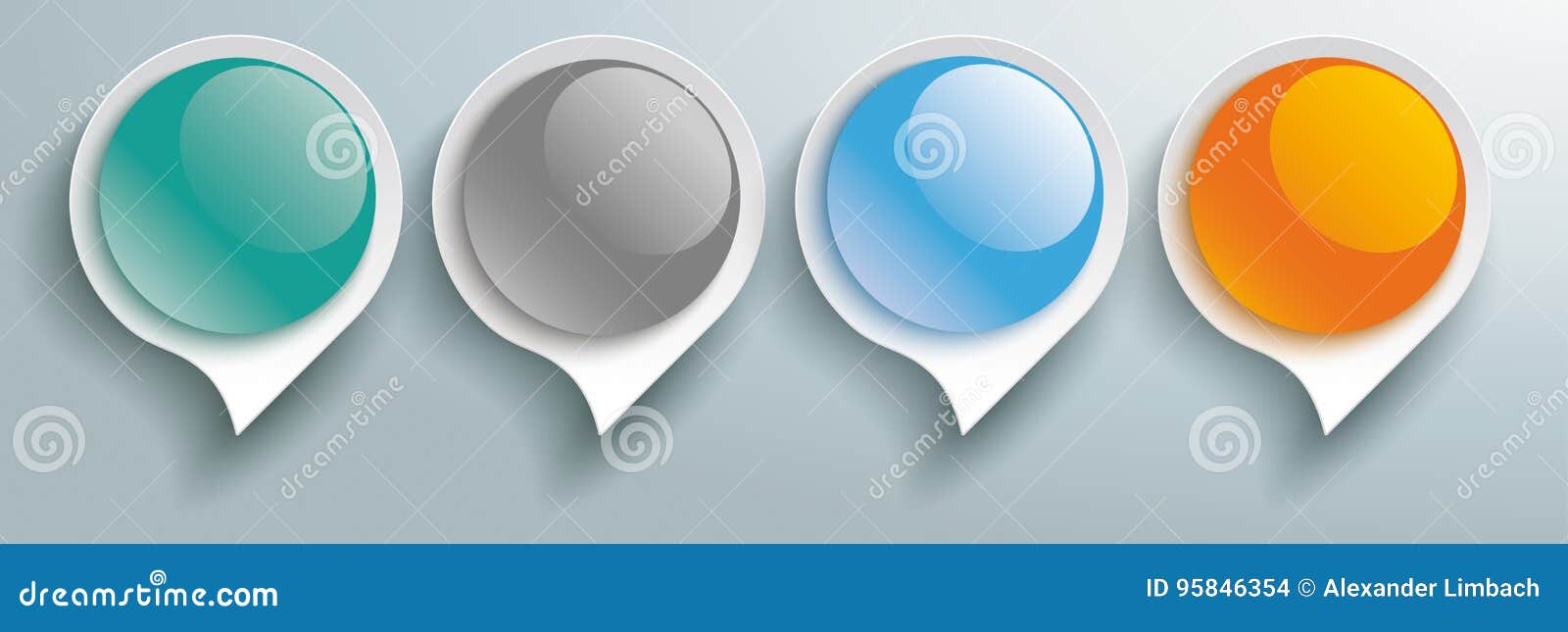 Speech Bubbles Glossy Buttons 4 Options Header Stock Vector ...