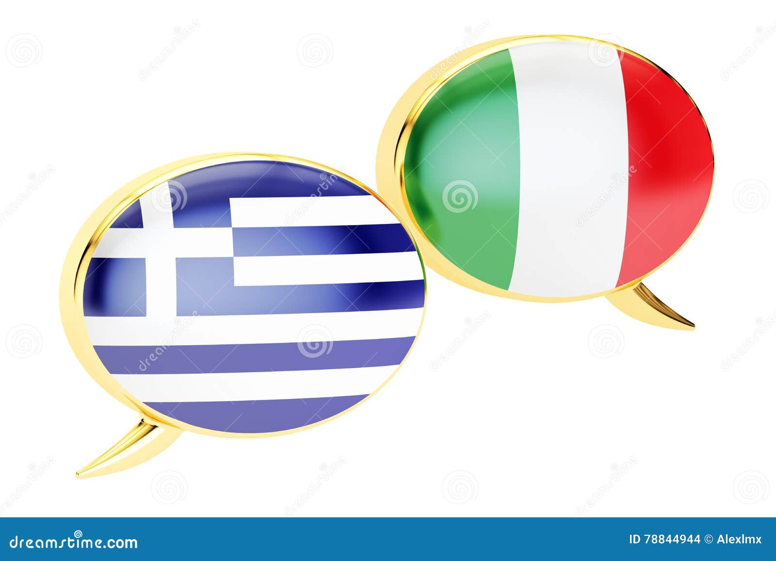 Speech Bubbles, Greek-Italian Conversation Concept. 3D Rendering Stock ...