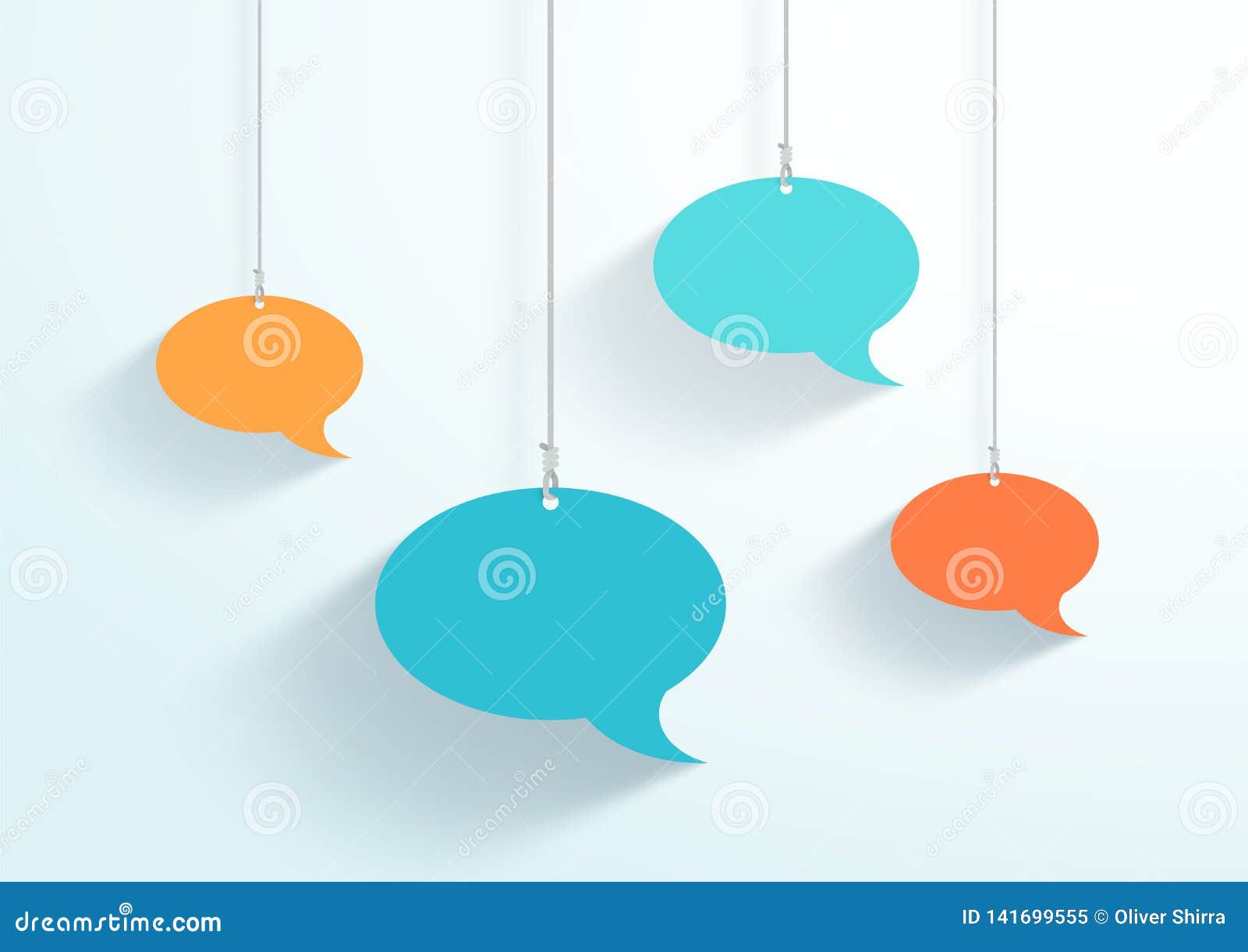 Speech Bubbles Hanging on Strings Flat Color Vector Stock Vector ...