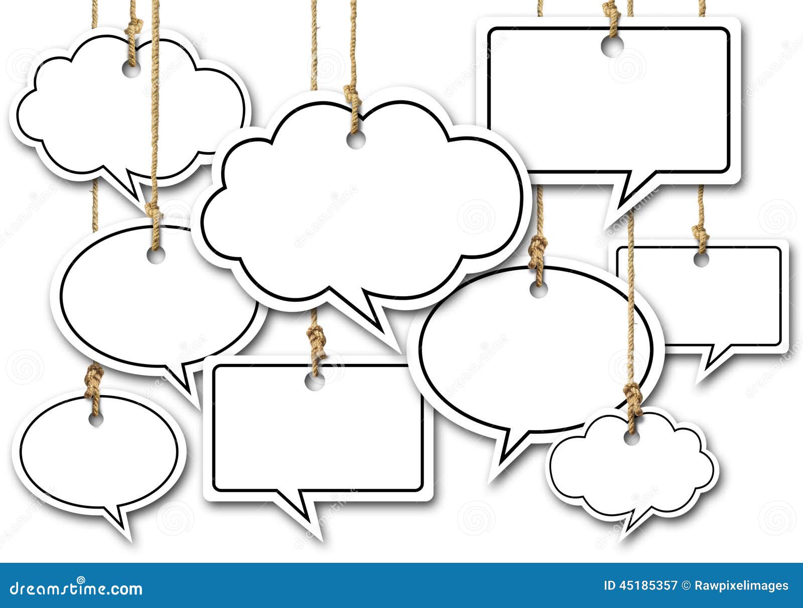 Speech Bubbles Hanging on White Background Stock Illustration ...