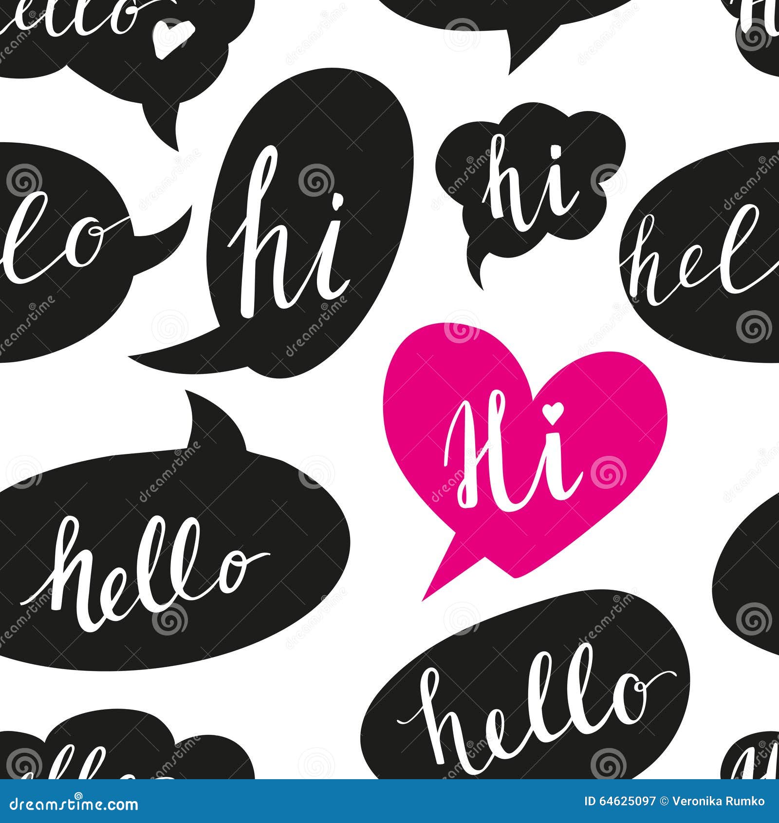 Speech Bubbles with Hello Word Seamless Pattern Stock Vector ...