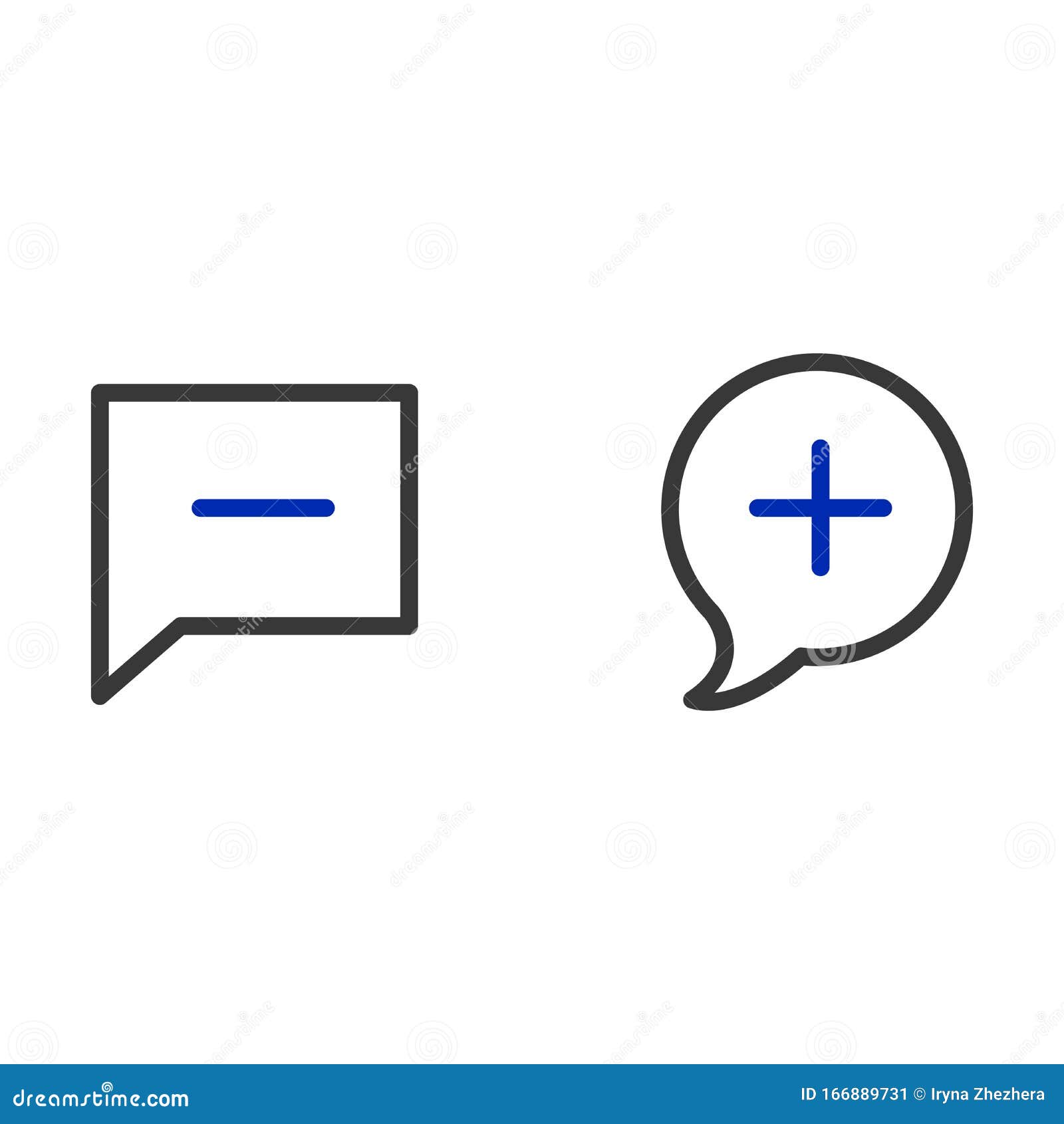 Speech Bubbles Icon with Plus and Mines. Stock Vector Illustration ...