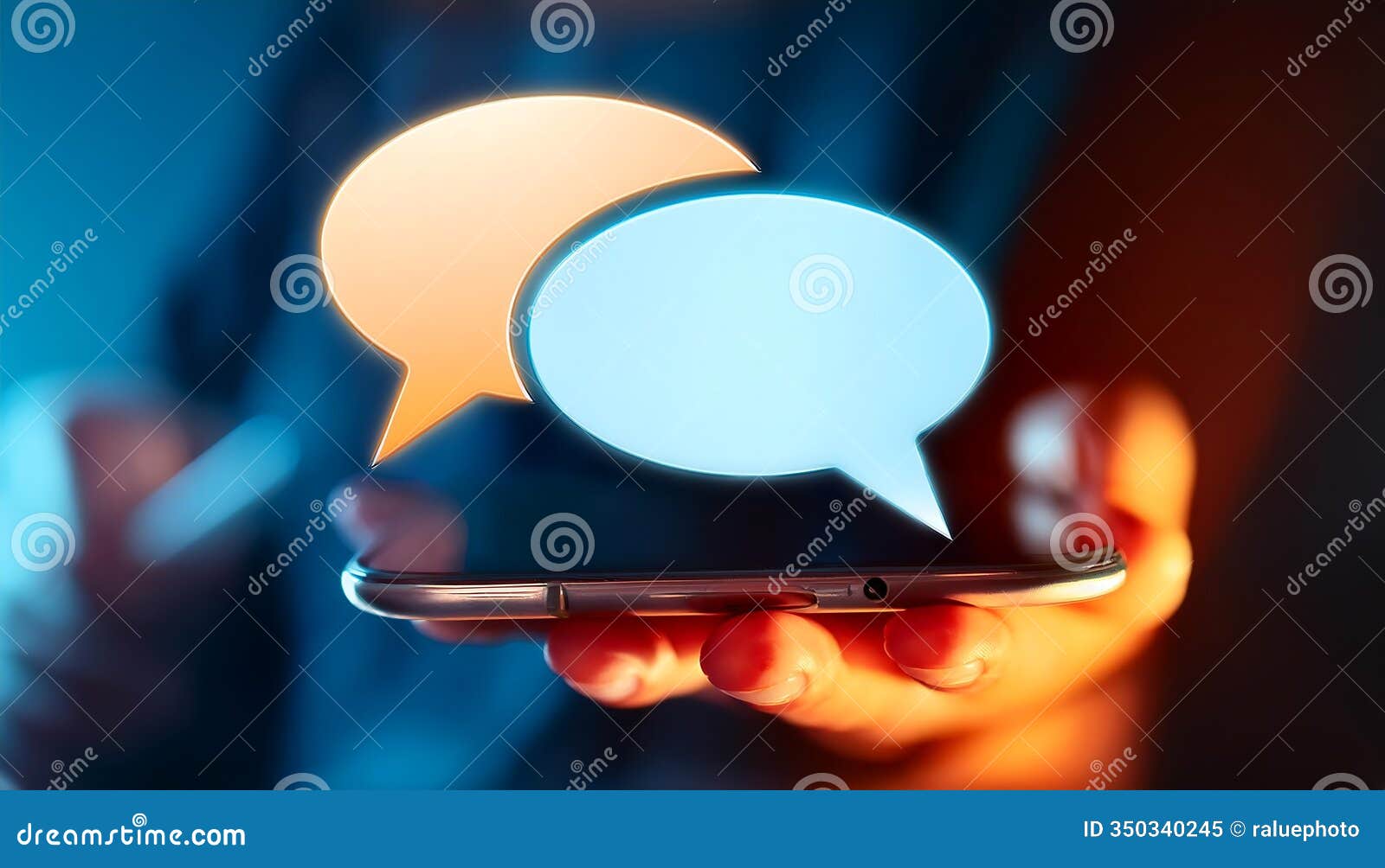Speech Bubbles Illustrate a Text Message Conversation, Digital ...