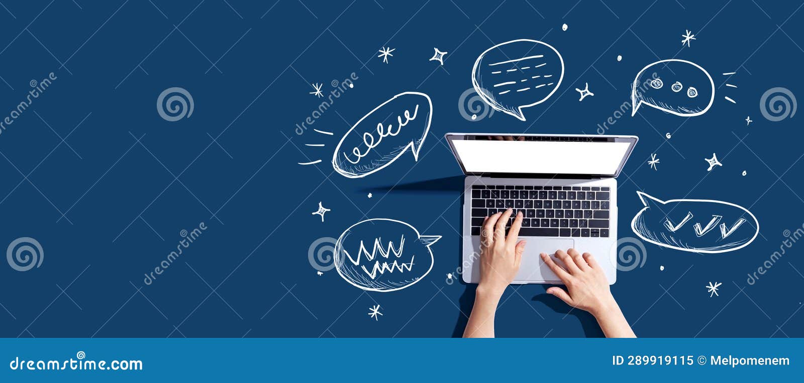 Speech Bubbles and a Laptop Stock Image - Image of bubble, design ...