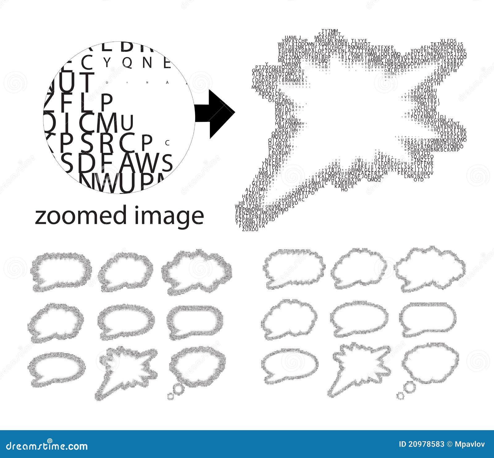 Speech bubbles from letter stock vector. Illustration of label - 20978583