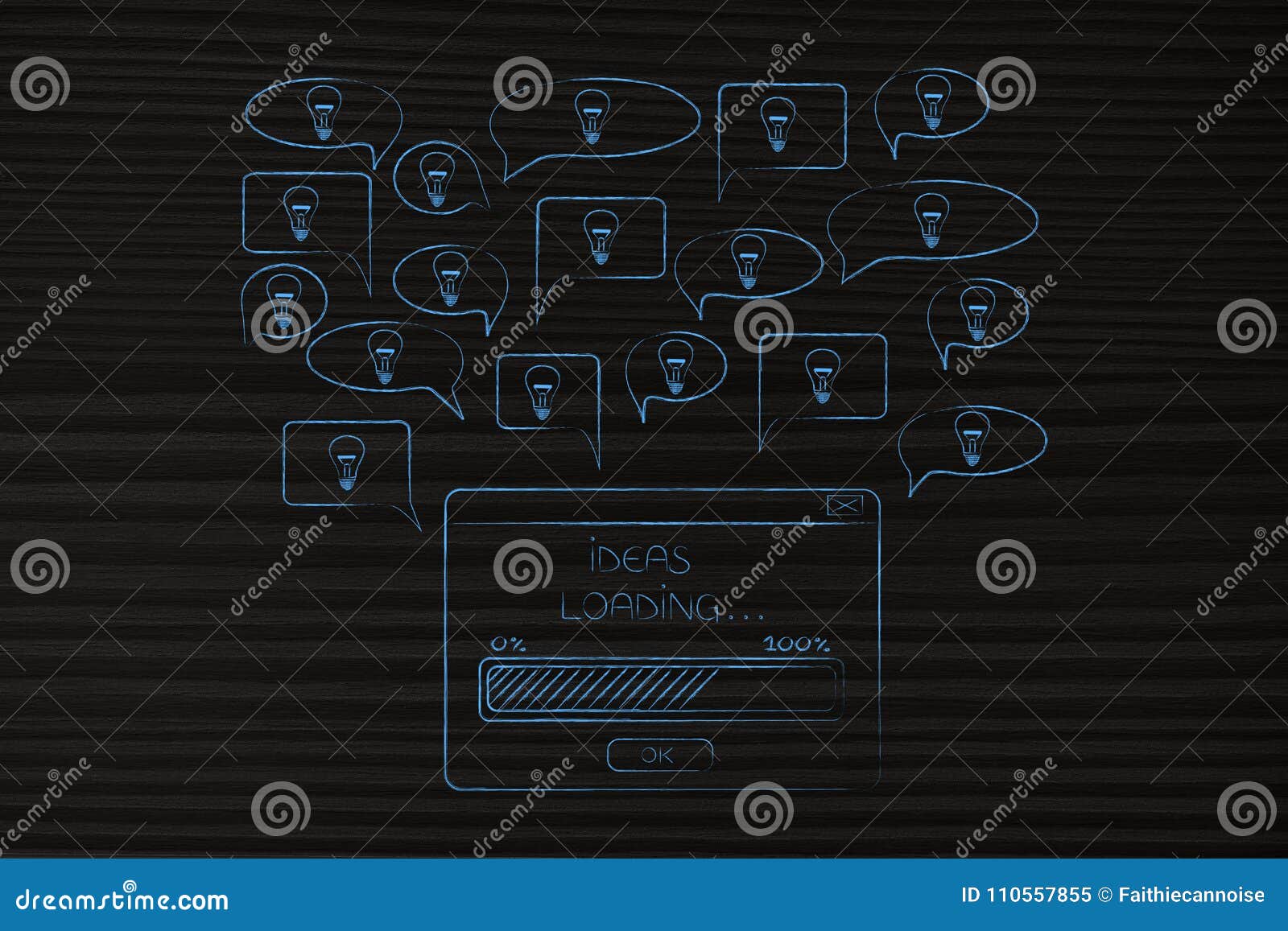 Speech Bubbles with Light Bulbs Popping Out of a Pop-up Message Stock ...