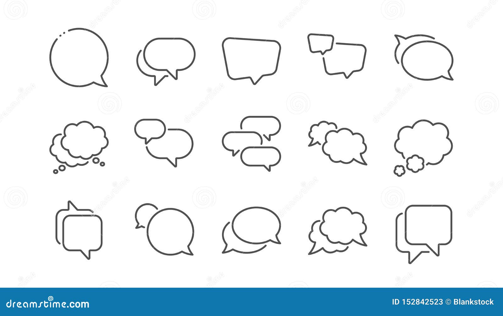Speech Bubbles Line Icons. Social Media Message, Comic Bubbles and Chat ...