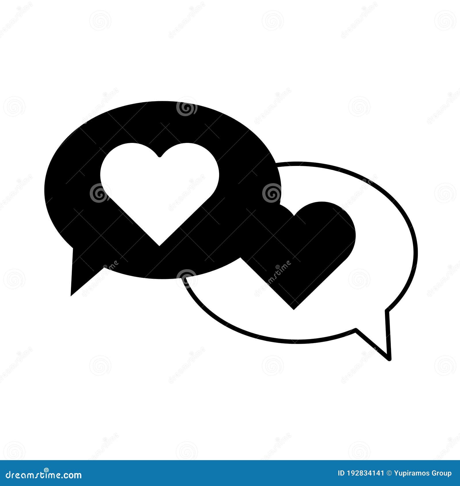 Speech Bubbles Love Hearts Message Romantic Feeling Linear Style Icon ...