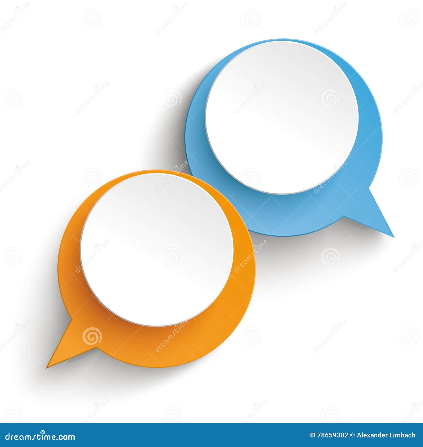 2 Speech Bubbles Orange Blue Stock Vector - Illustration of consult ...