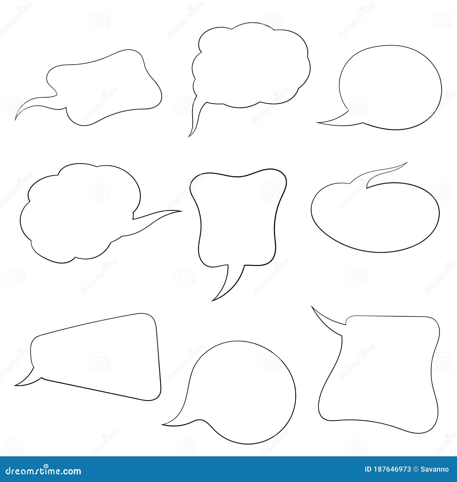 Speech Bubbles. Outline Icons Stock Vector - Illustration of speech ...