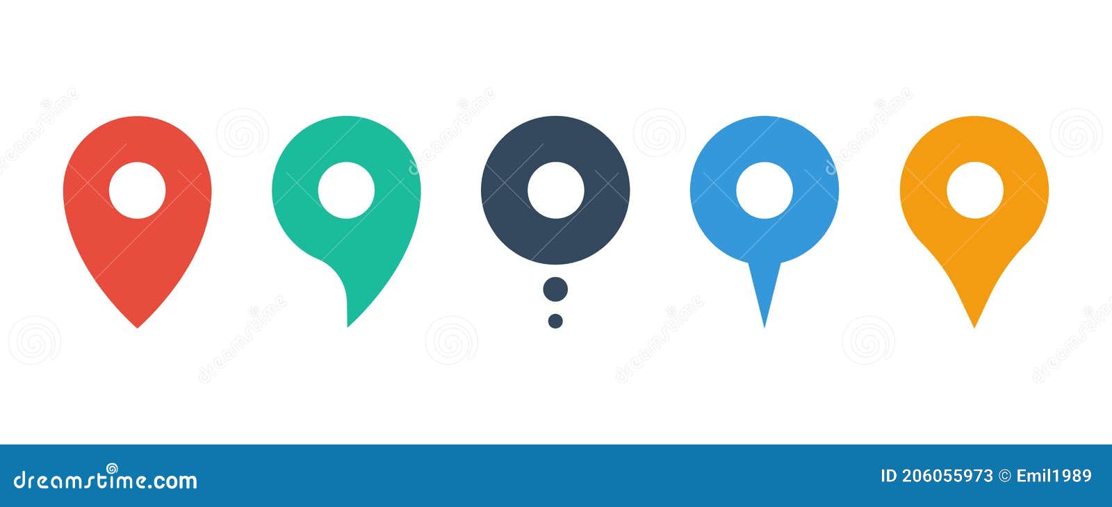 Speech Bubbles Pin Pointer Icon Set Stock Vector - Illustration of circle, colorful: 206055973