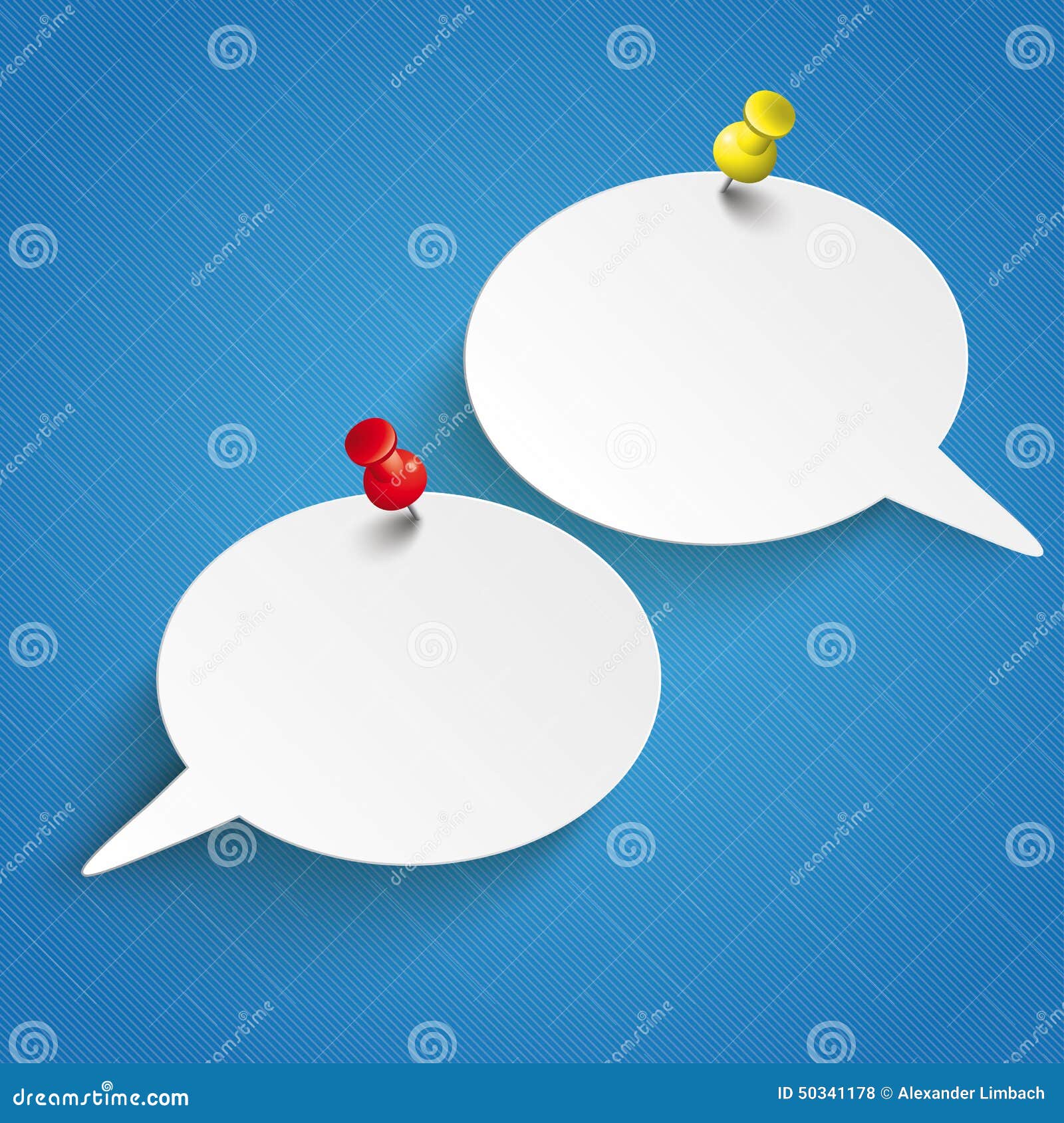 2 Speech Bubbles Pins stock vector. Illustration of announcement - 50341178